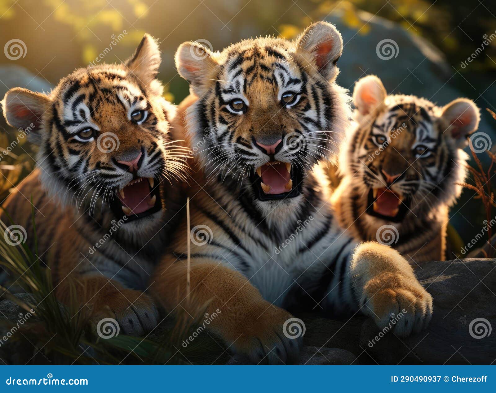 A group of tiger cubs stock image. Image of orange, jungle - 290490937