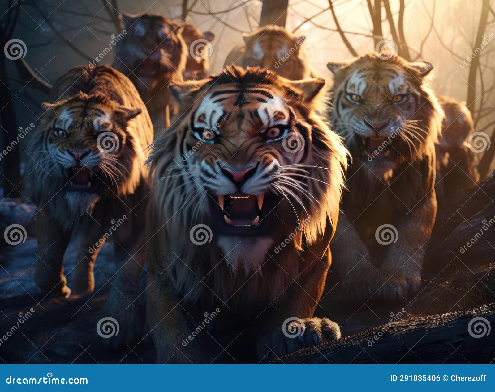 A Group of Tigers with Fangs Stock Photo - Image of carnivore, bear ...