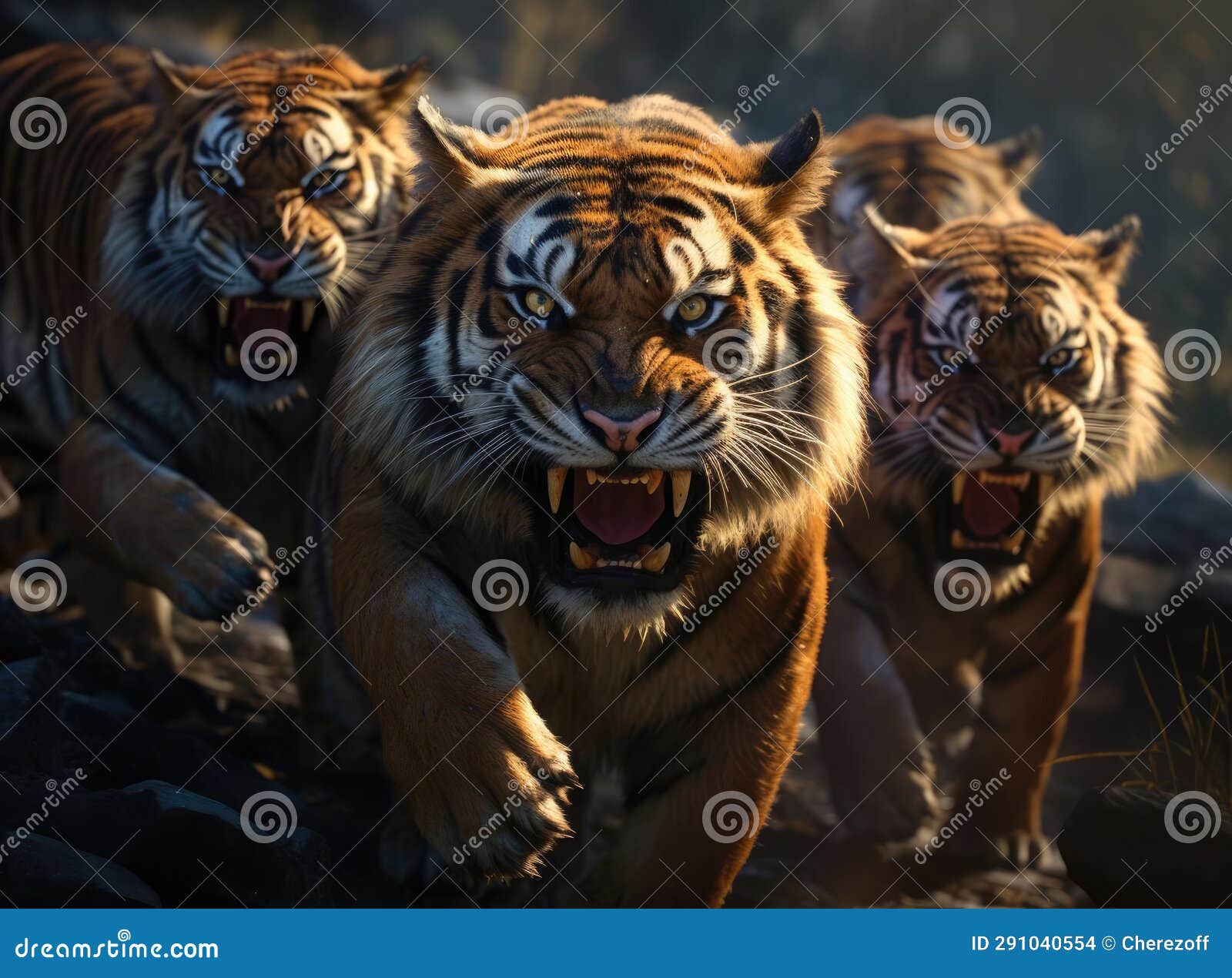 A Group of Tigers with Fangs Stock Photo - Image of angry, crest: 291040554