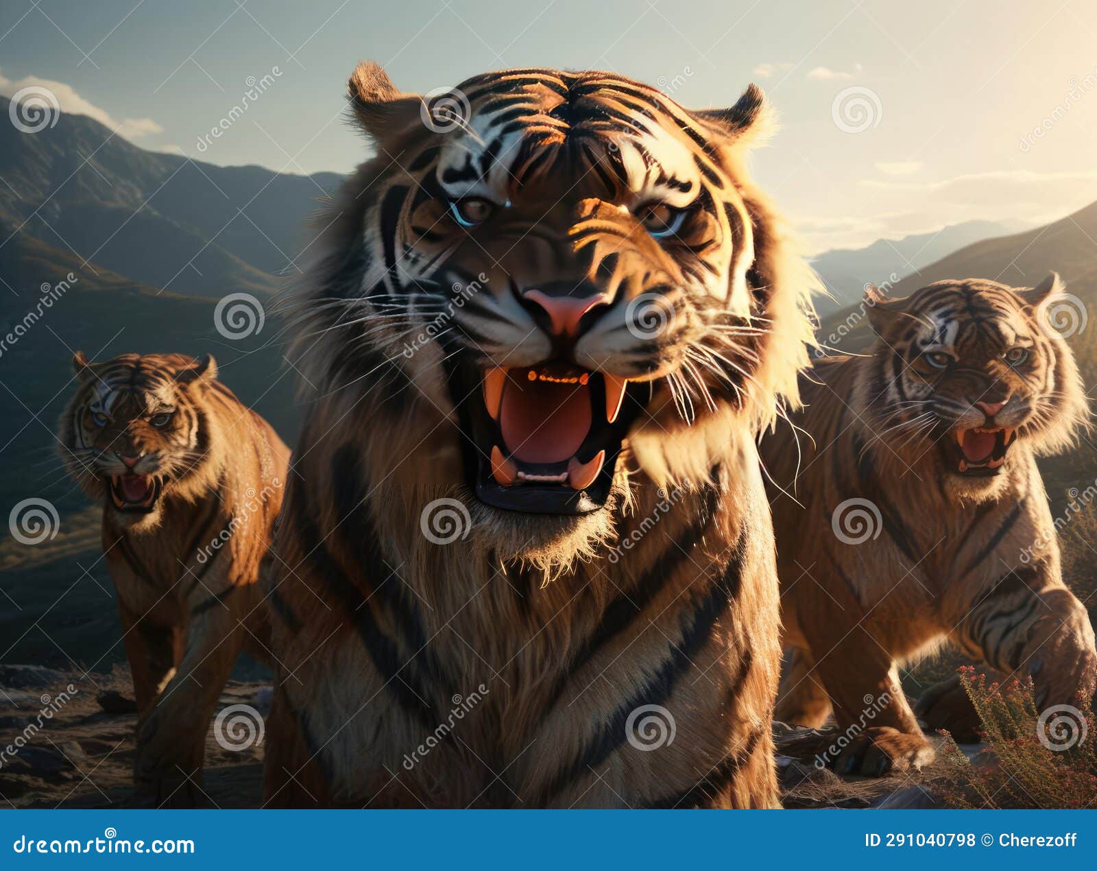 A Group of Tigers with Fangs Stock Photo - Image of carnivore, afrika ...