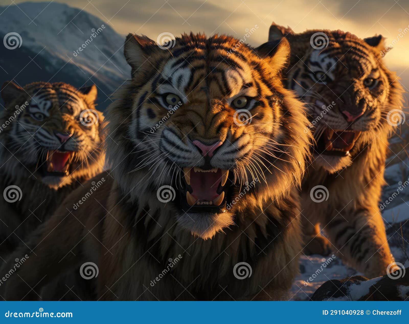 A Group of Tigers with Fangs Stock Photo - Image of power, strong ...