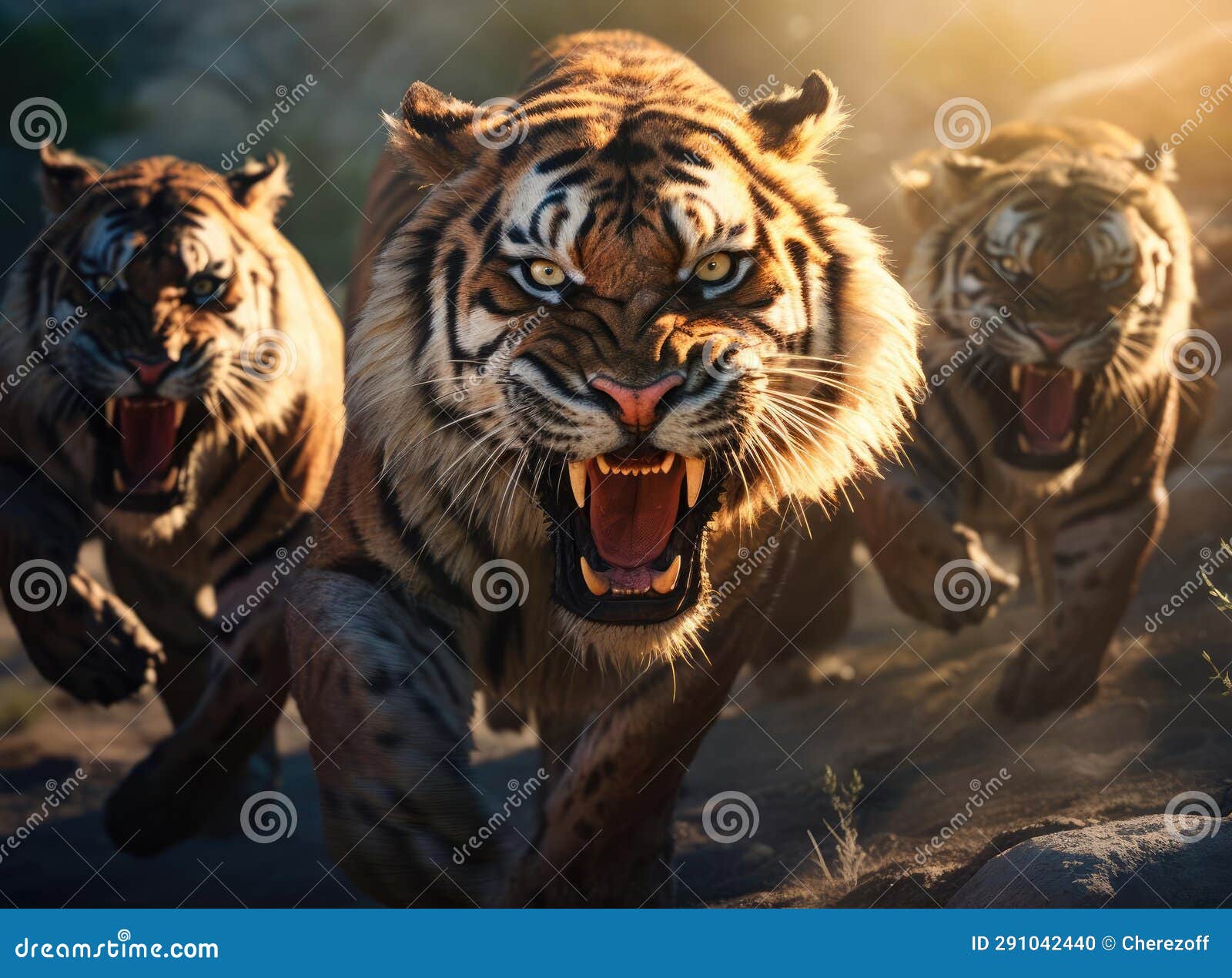 A Group of Tigers with Fangs Stock Photo - Image of head, team: 291042440