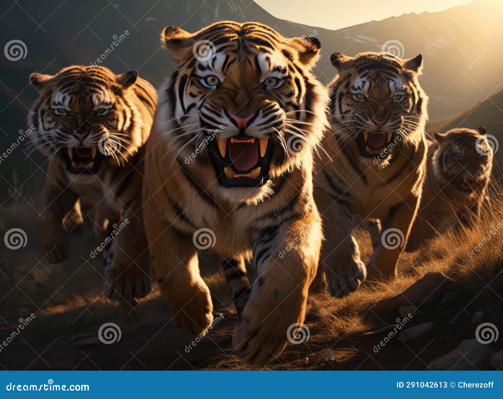 A Group of Tigers with Fangs Stock Image - Image of afrika, badge ...