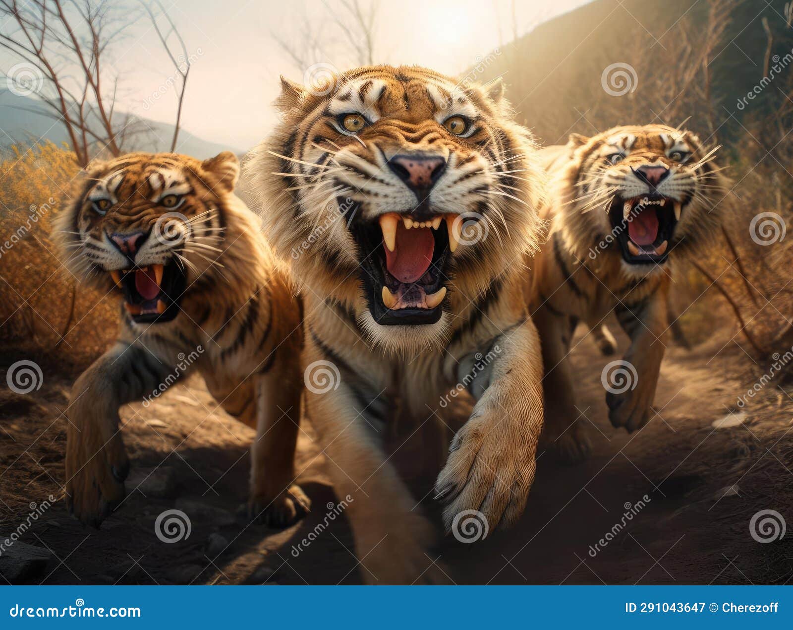 A Group of Tigers with Fangs Stock Image - Image of bear, tropical ...