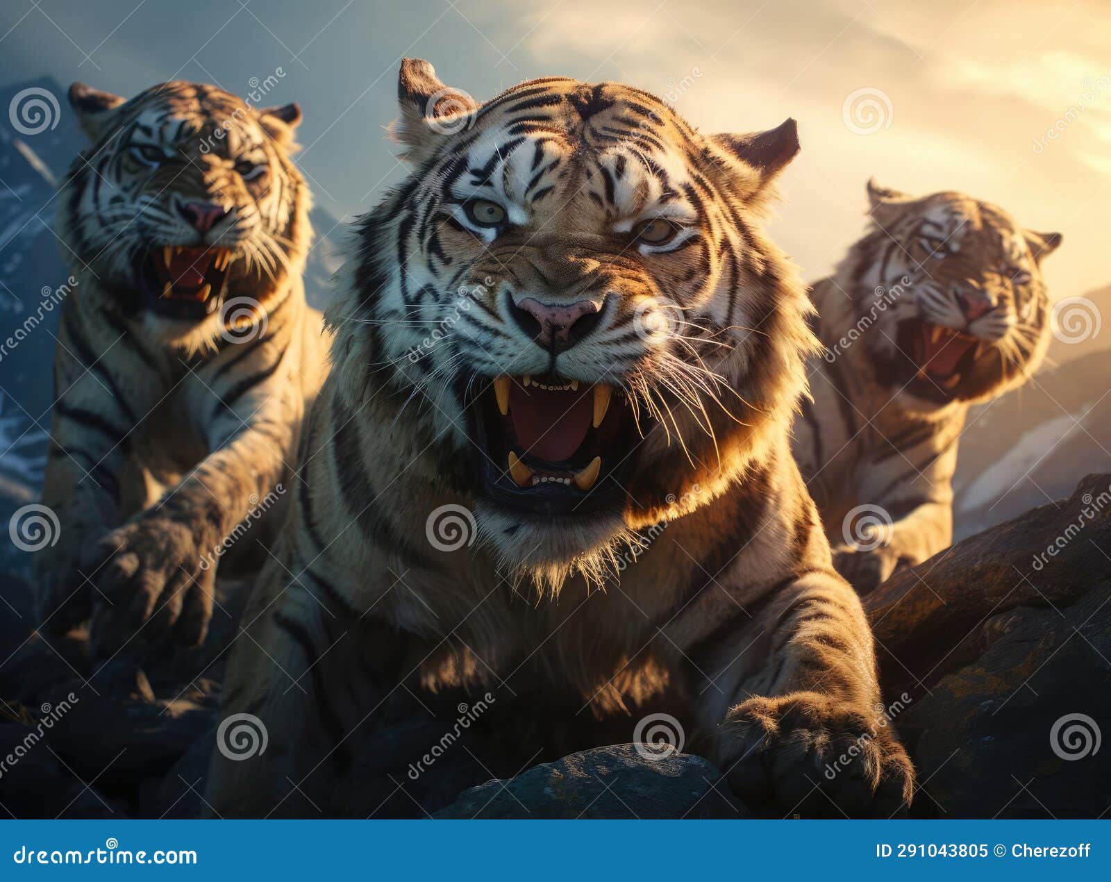 A Group of Tigers with Fangs Stock Image - Image of group, mammal ...