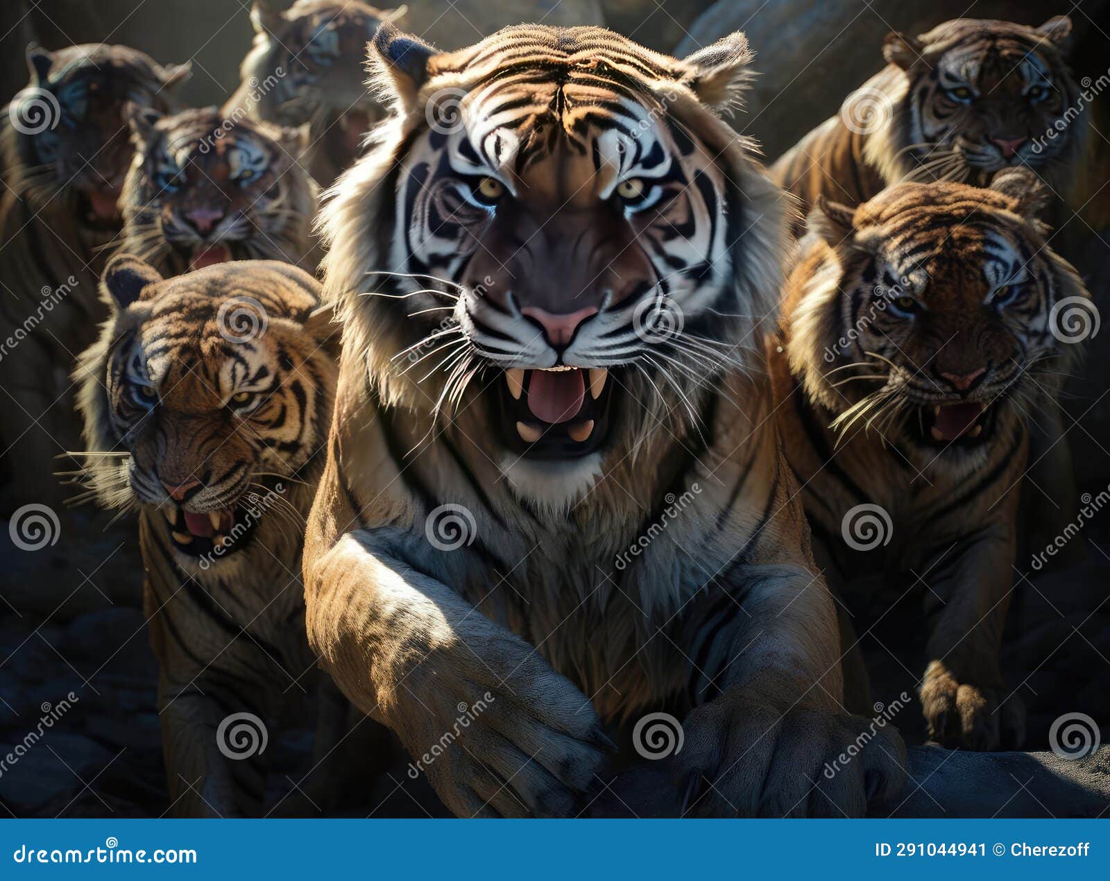 A Group of Tigers with Fangs Stock Image - Image of animal, team: 291044941