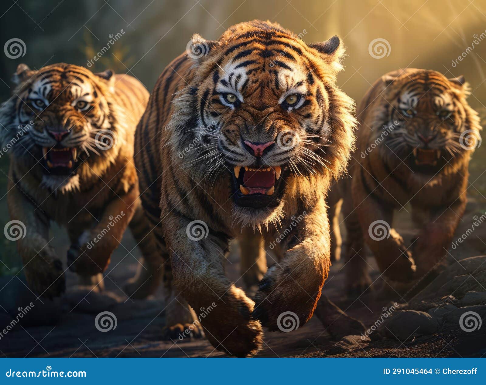 A Group of Tigers with Fangs Stock Photo - Image of animal, strong ...