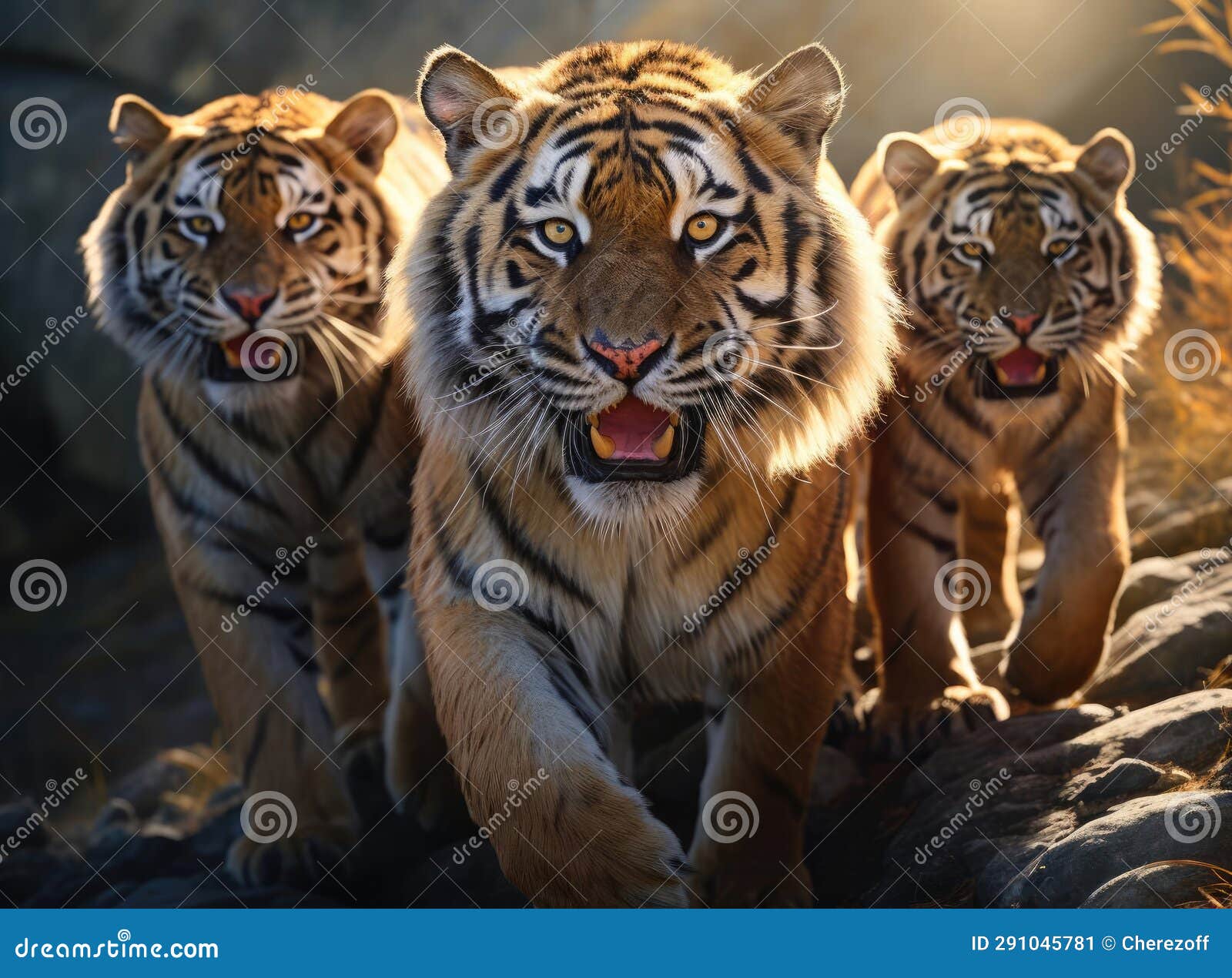 A Group of Tigers with Fangs Stock Image - Image of head, strong: 291045781