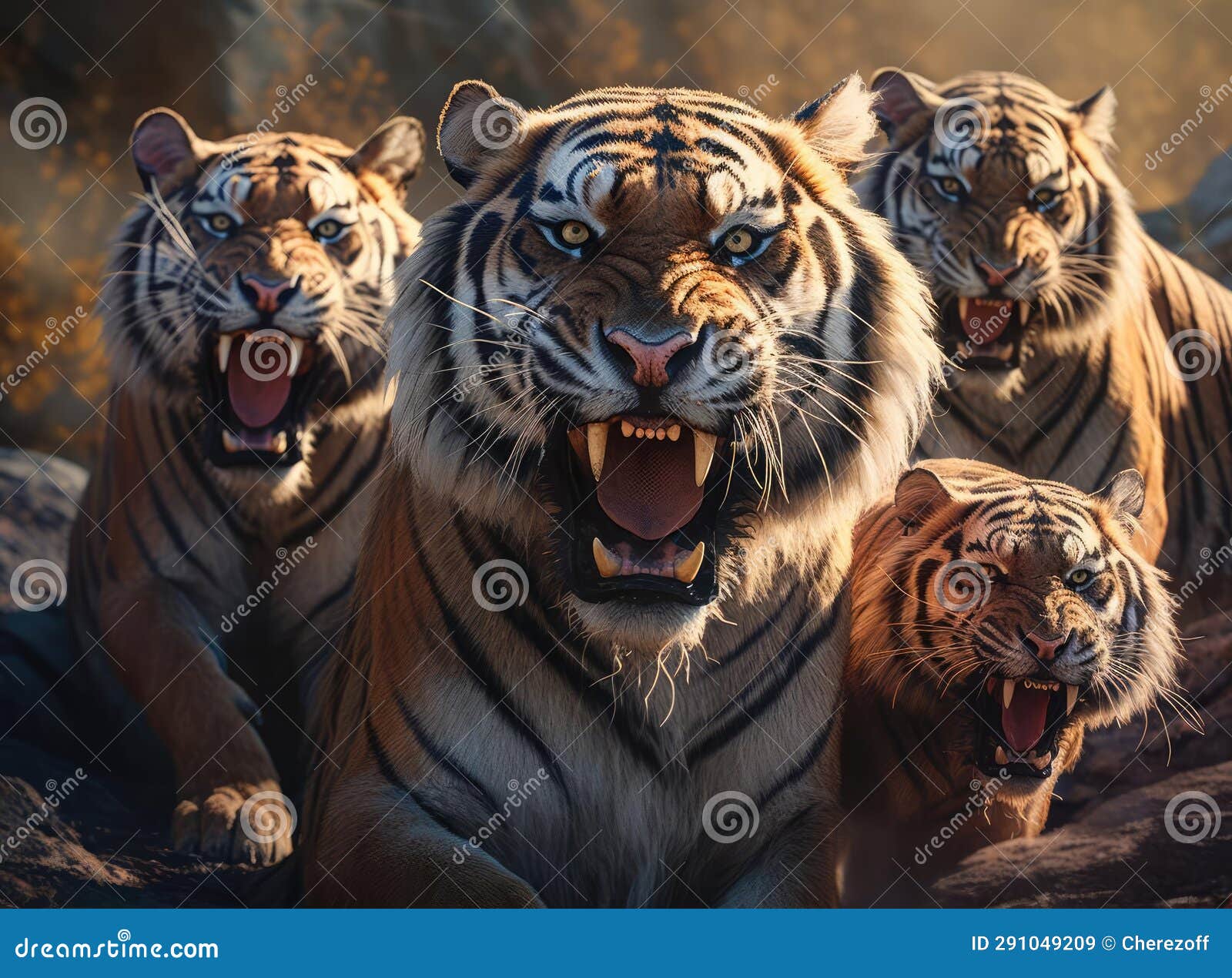 A Group of Tigers with Fangs Stock Image - Image of tiger, carnivore ...