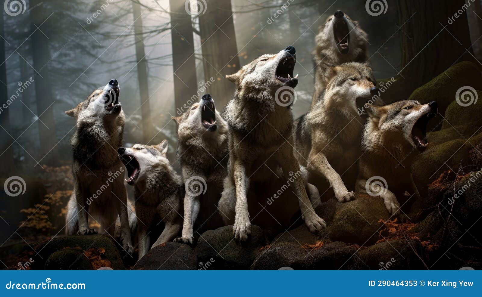 Group of Timber Wolves Howling in Unison Stock Illustration ...