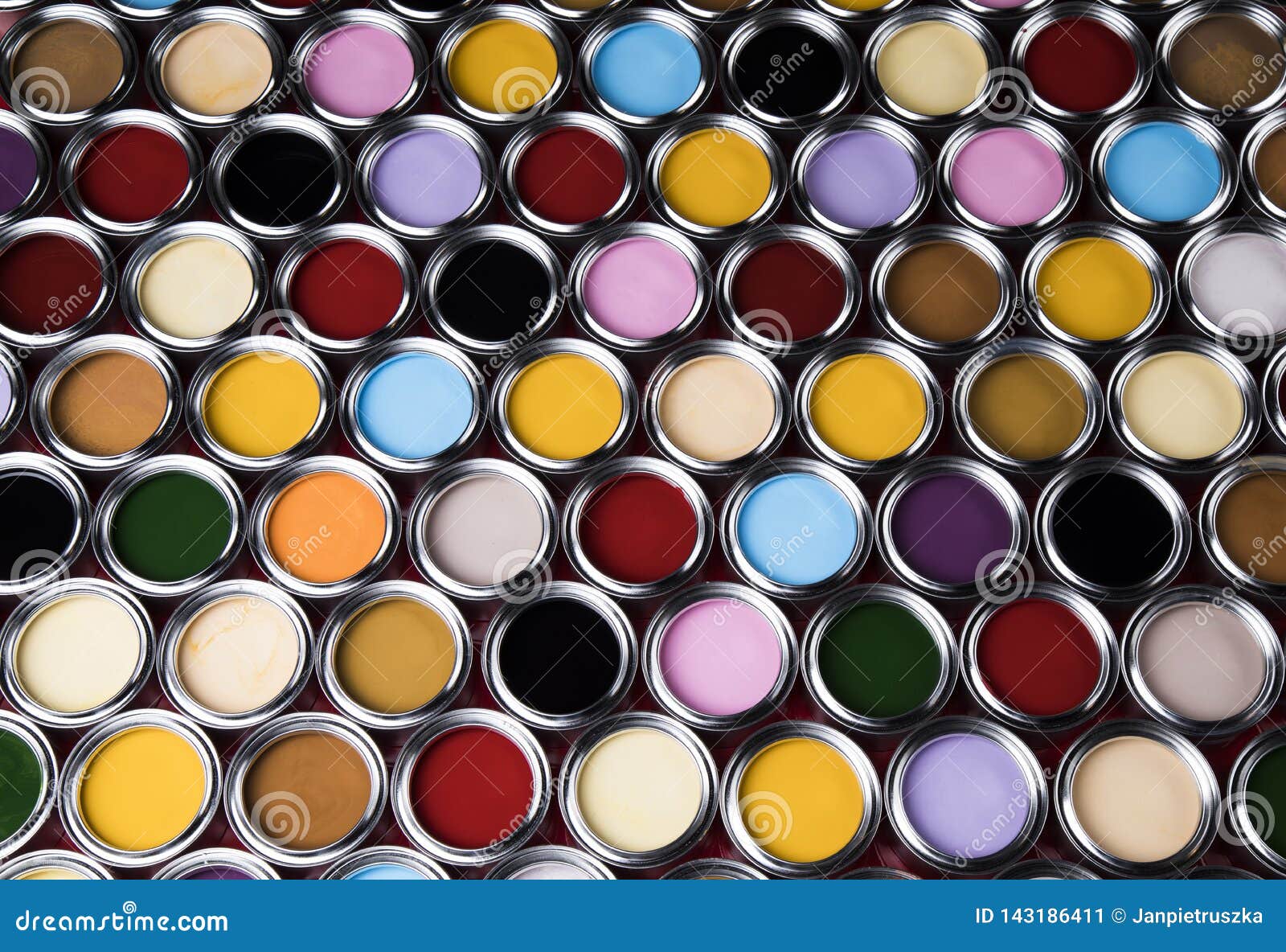 Group of Tin Metal Cans with Color Paint Stock Image - Image of ...