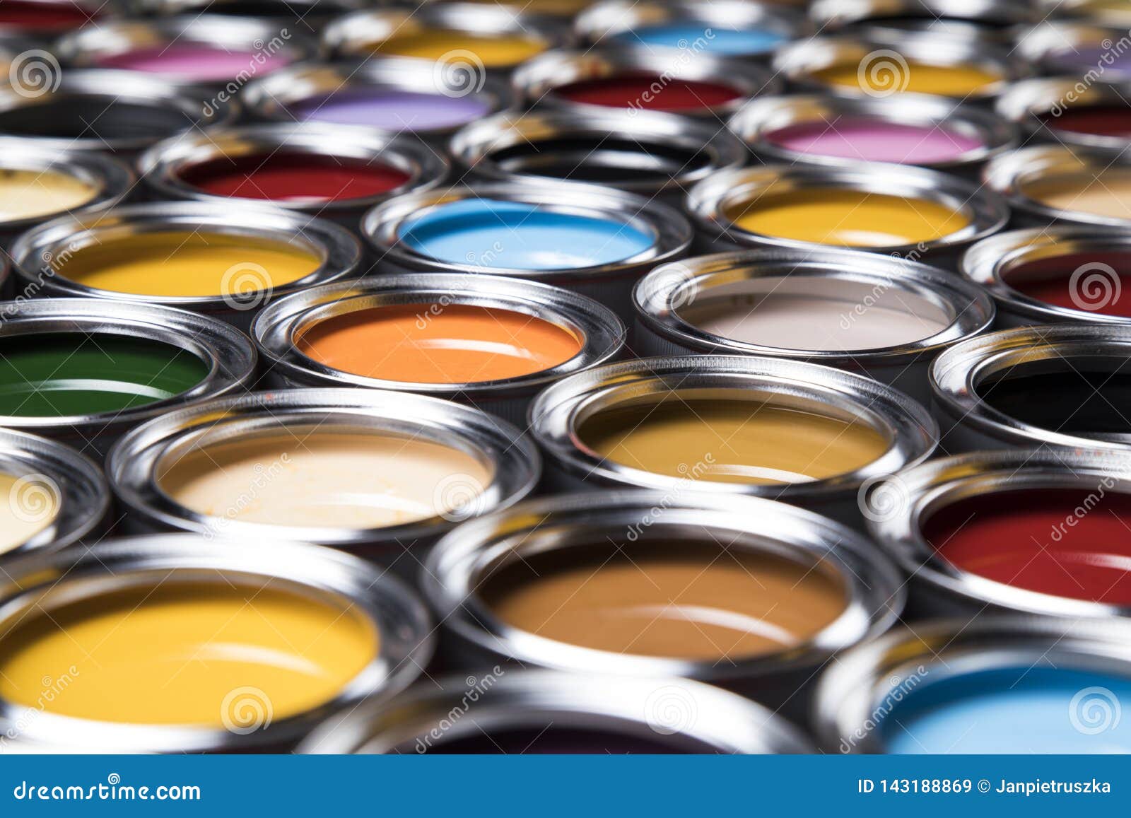 Group of Tin Metal Cans with Color Paint Stock Image - Image of liquid ...