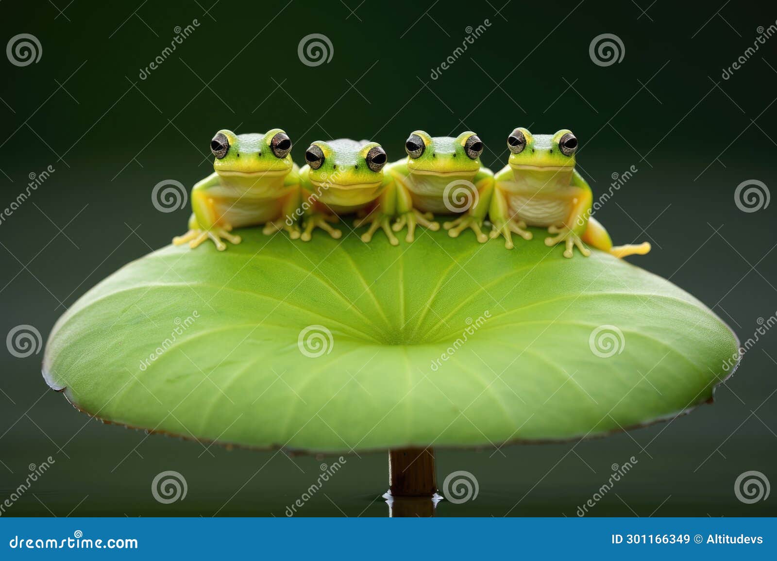 A Group of Tiny Frogs Balancing on a Single Lily Pad Stock Illustration - Illustration of ...