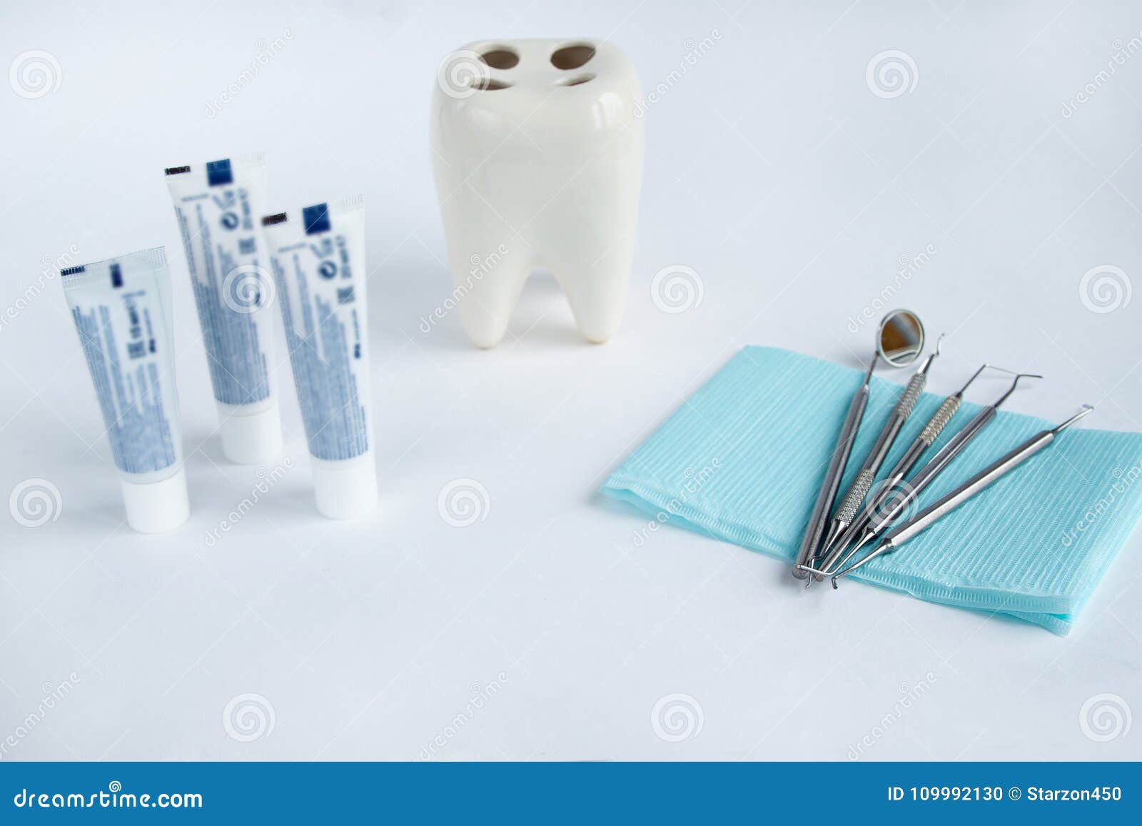 Group of Tools and Accessories for the Dentist. Isolated on White ...