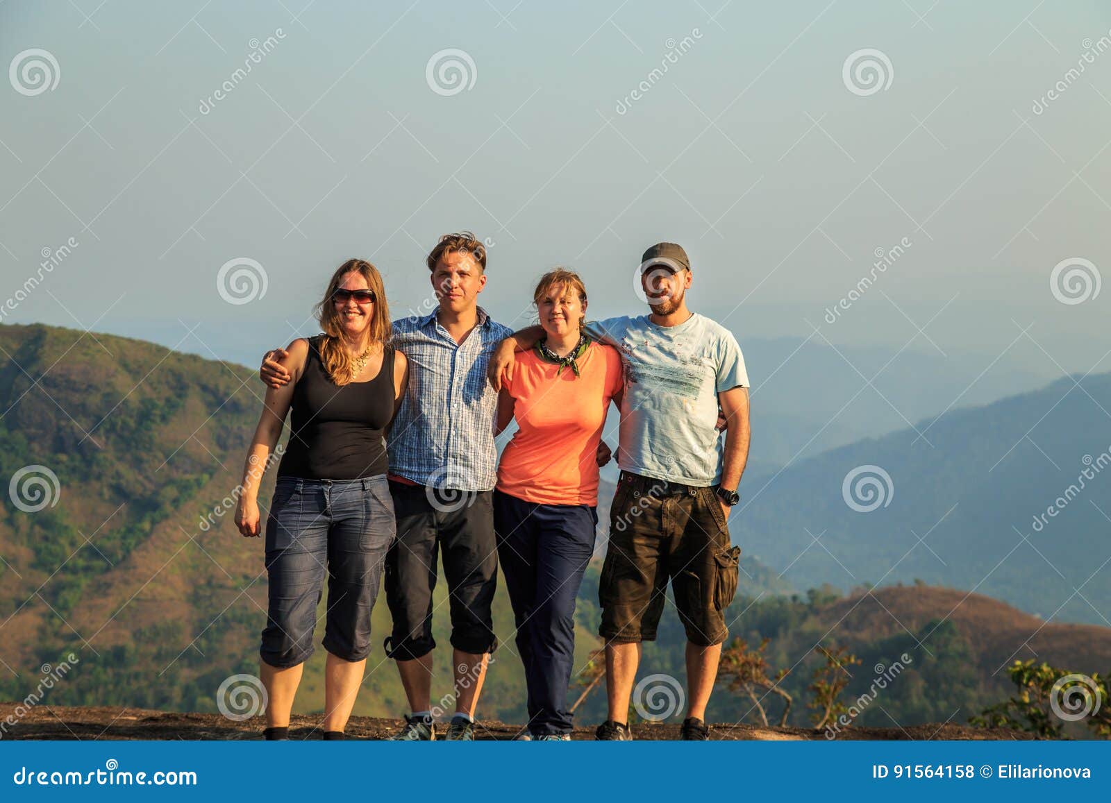 Group of Tourists on a Mountain Top. Stock Photo - Image of journey ...
