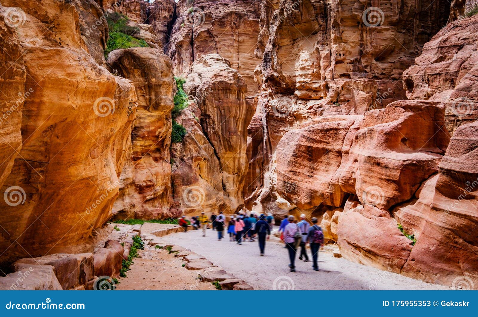 Group of Tourists in Path in Petra Editorial Stock Photo - Image of ...