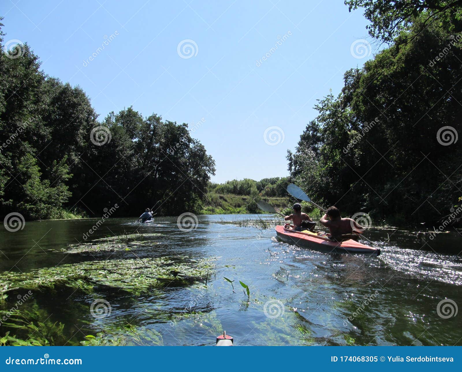 Rafting - Mature Woman In Black Swimsuit Standing On Swimming Raft ...