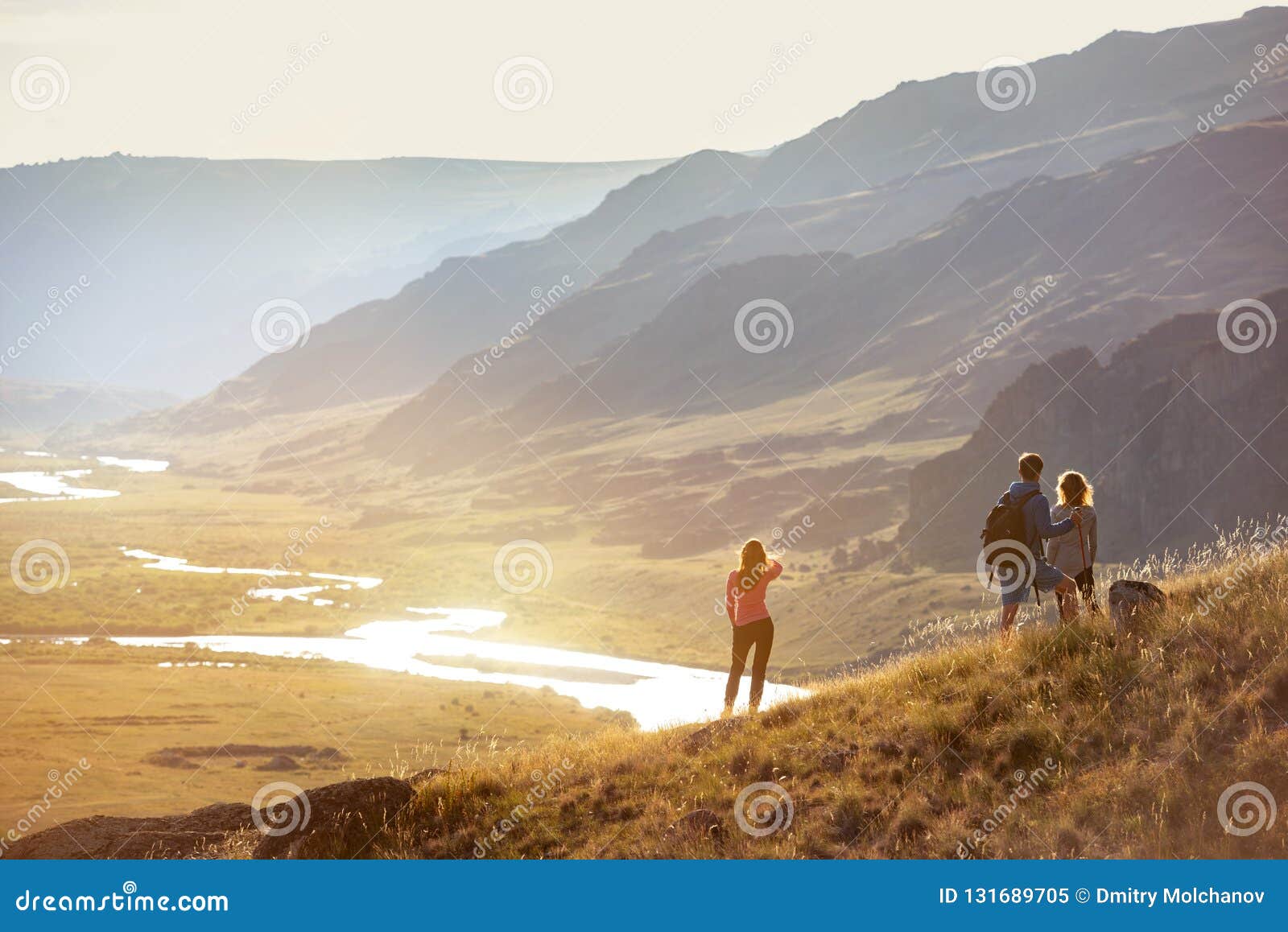 Group Tourists Travel Mountains View Stock Image - Image of friends ...
