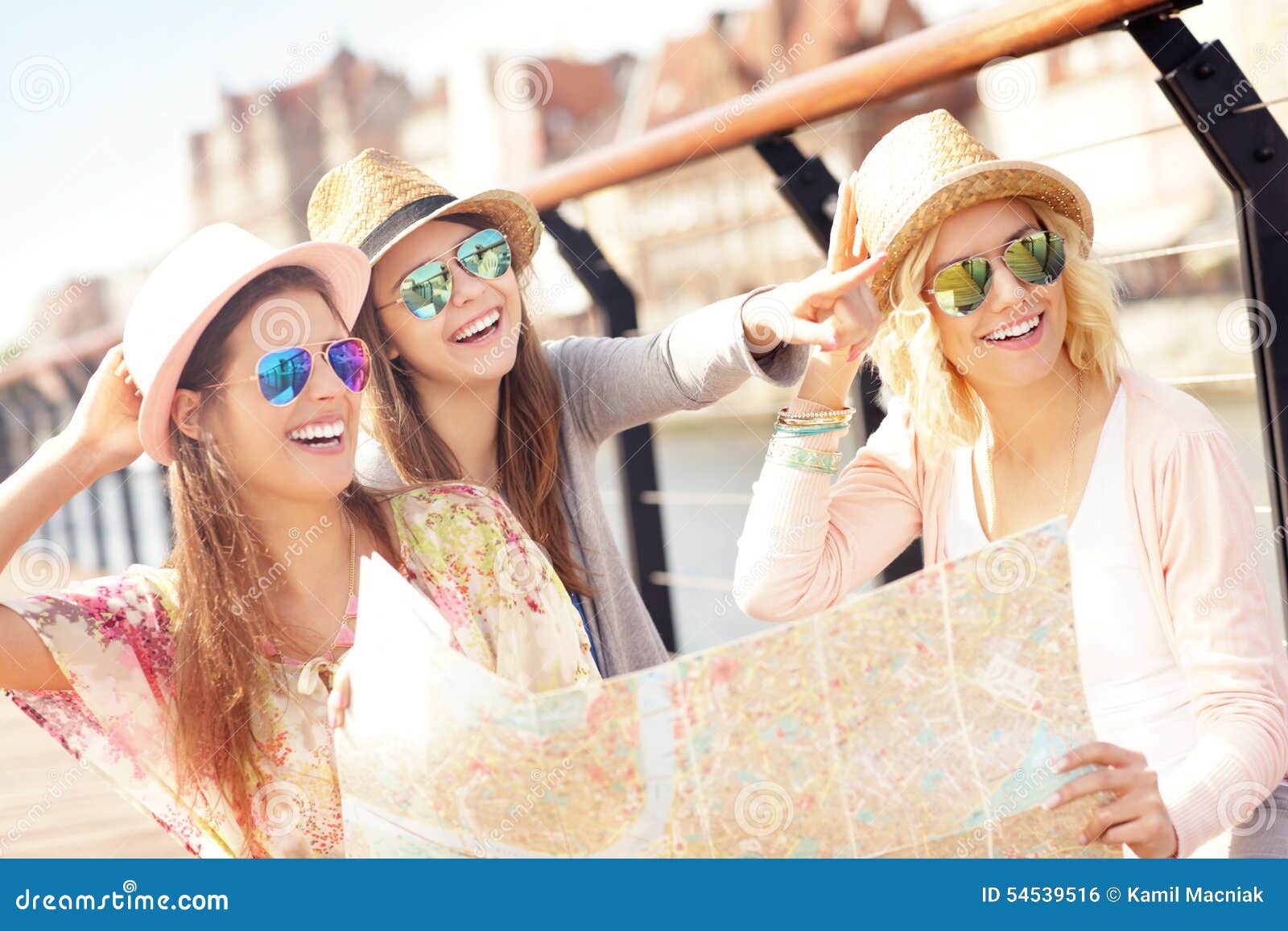 Group of Tourists Using Map in the City Stock Photo - Image of ...
