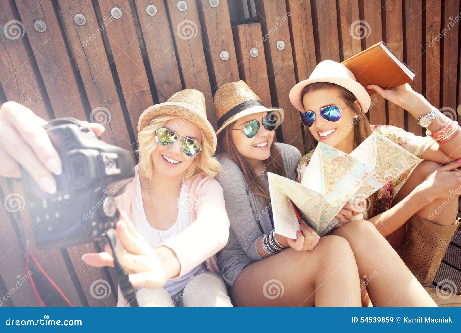 Group of Tourists Using Map in the City Stock Image - Image of female ...
