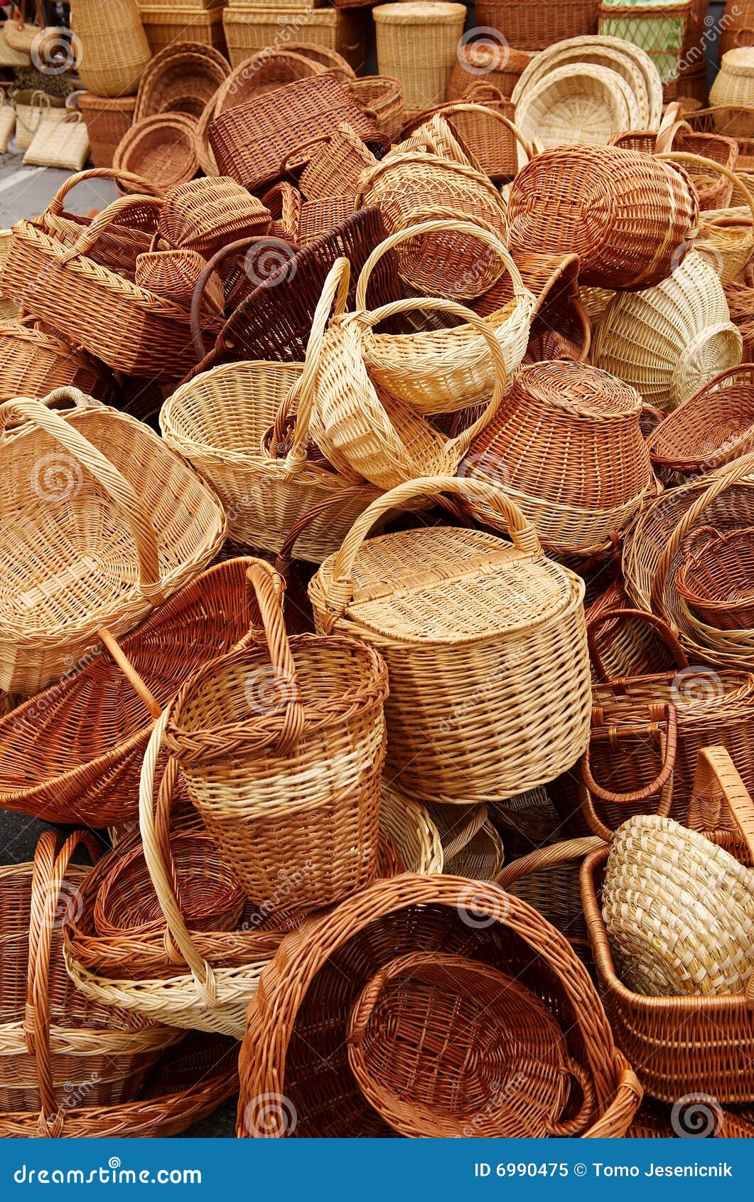 Group of Traditional Weaved Baskets Stock Image - Image of market ...