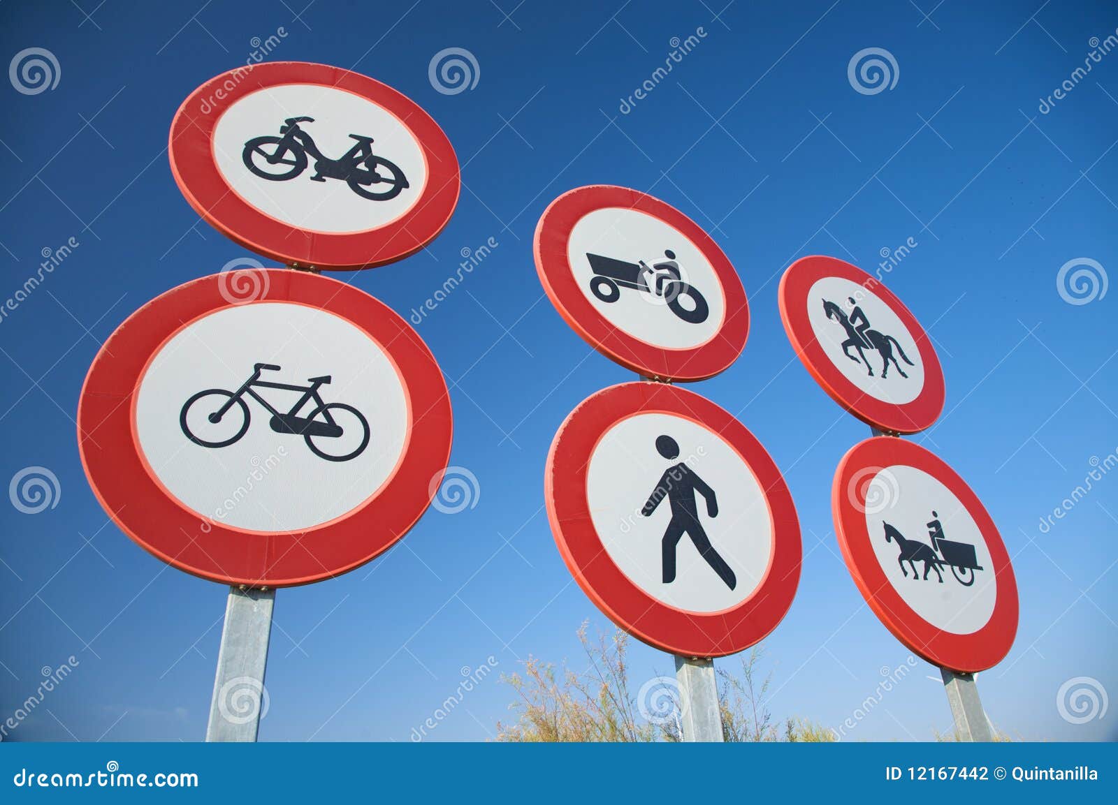 Group of traffic signs stock photo. Image of bicycle - 12167442