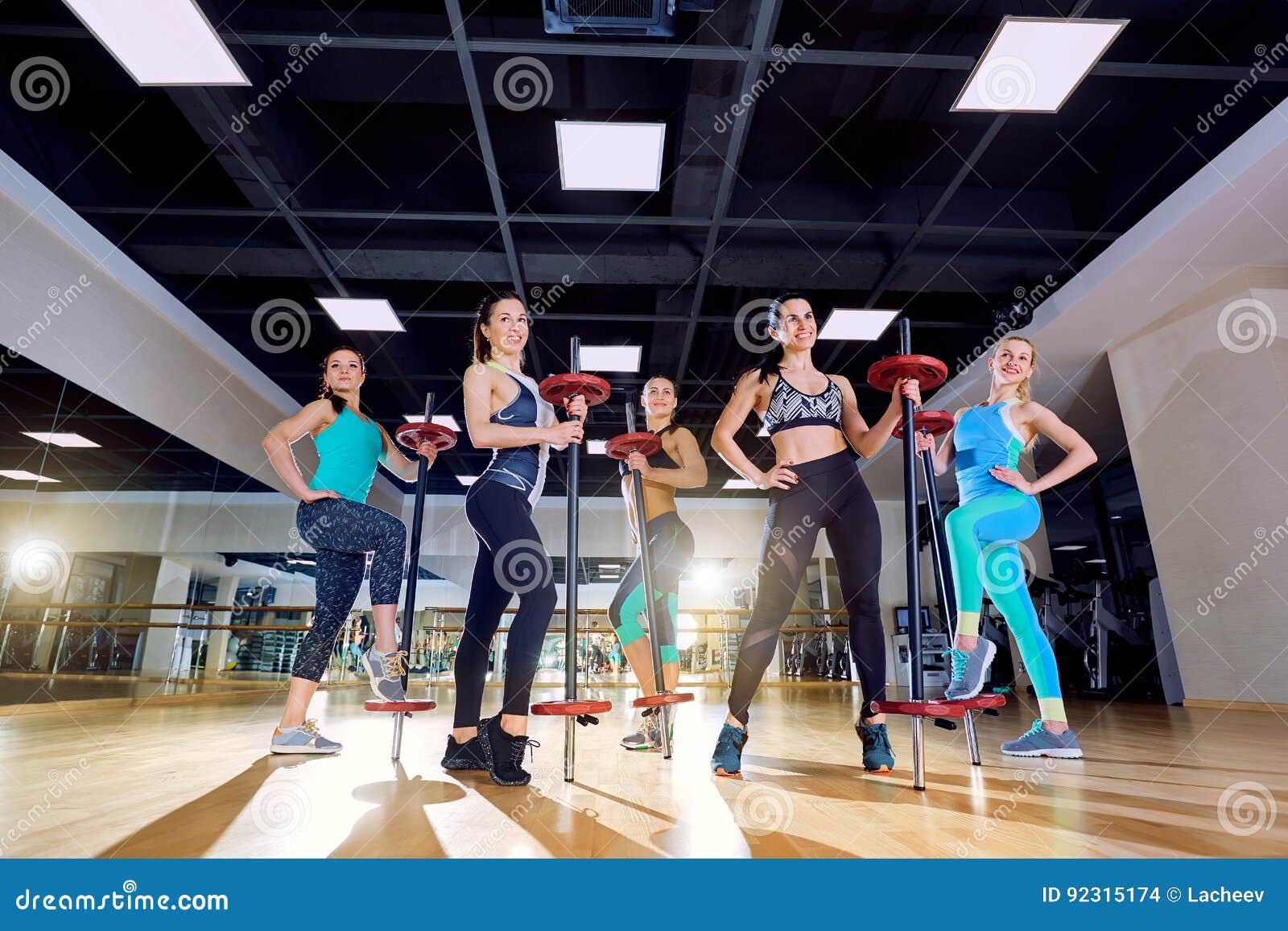 Group Training of Girls in the Gym Stock Photo - Image of jumping ...