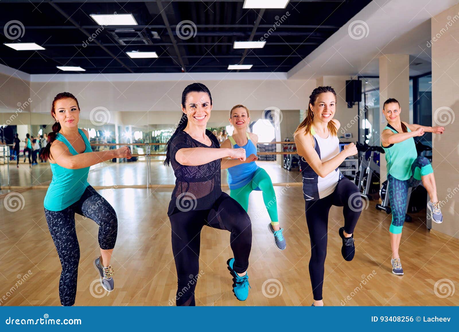 Group Training of Girls in the Gym Stock Photo - Image of body ...