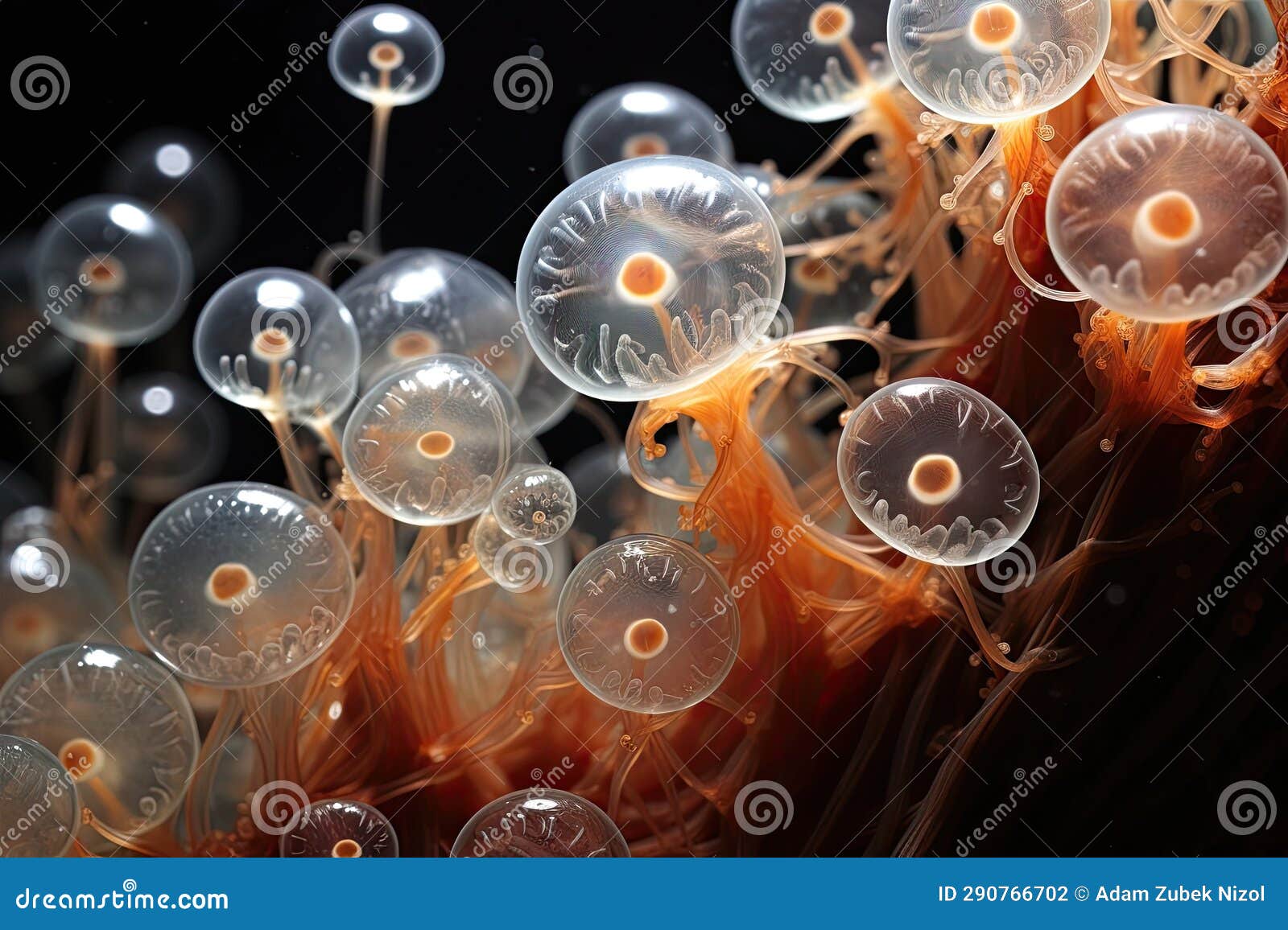 Transparent Cnidarian Levitates In Glowing Blue Water Generated By AI ...