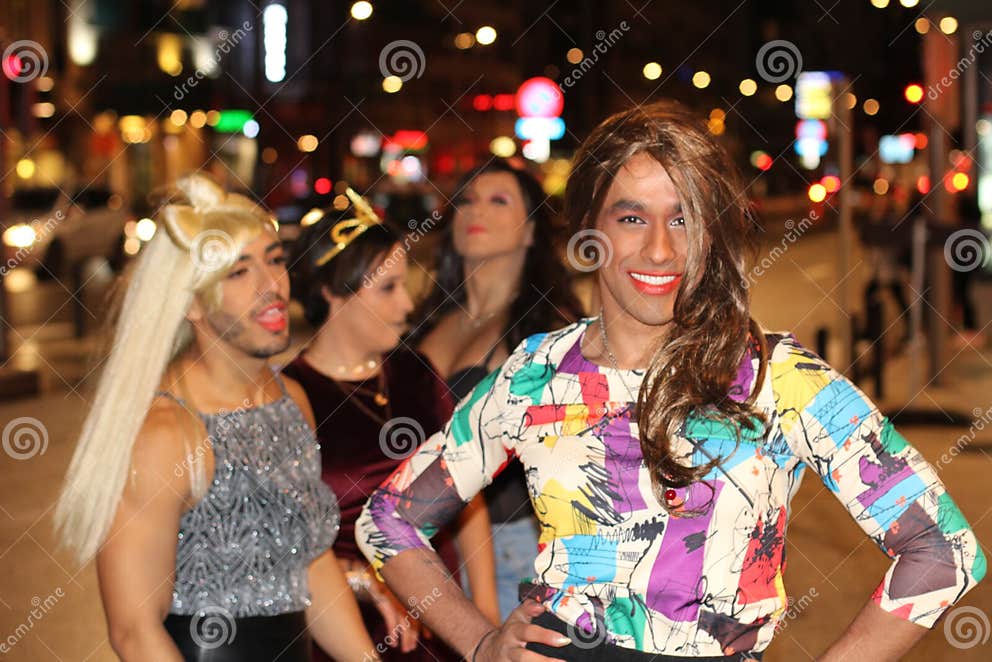 Group of Transvestites at Night Stock Photo - Image of life, brothel ...