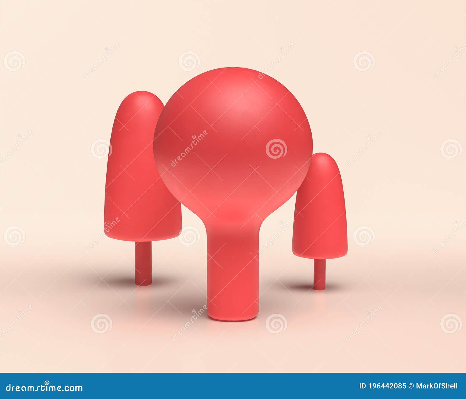 A Group of Trees with Bomb Pop Tree, Water Tower Tree, 3d Icon, Solid ...