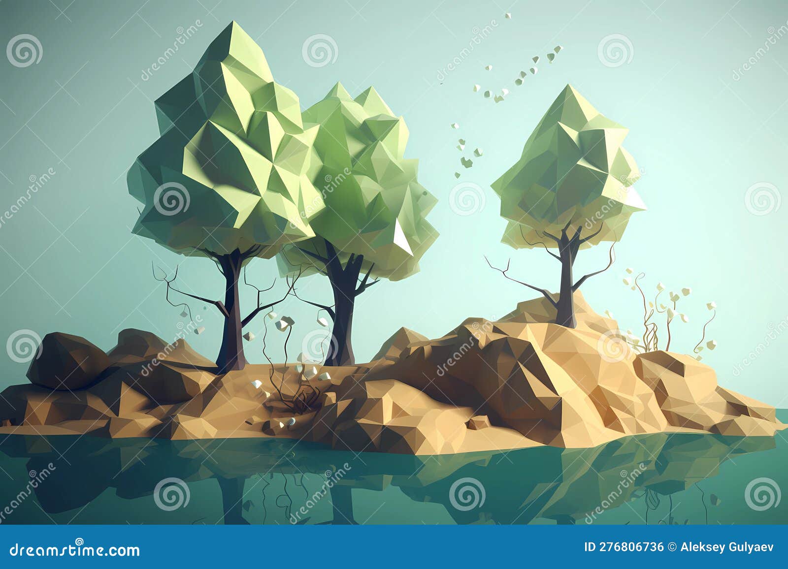 A Group of Trees with Green Leaves and the Tree the Bottom. AI ...