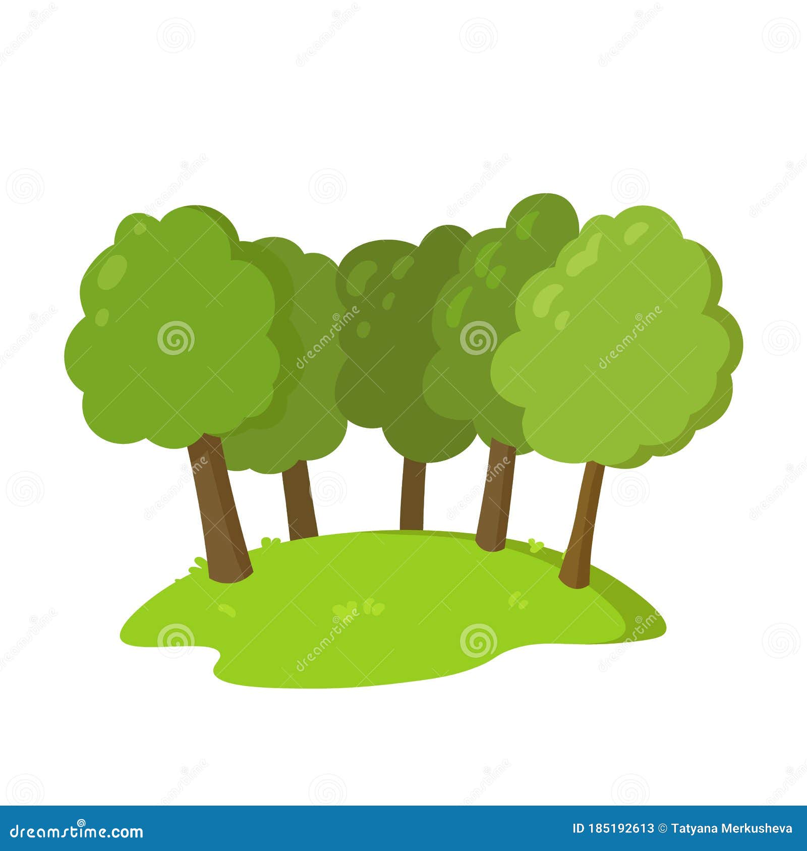 Group of Trees on the Hill, Flat Style Landscape Design Element. Flat ...