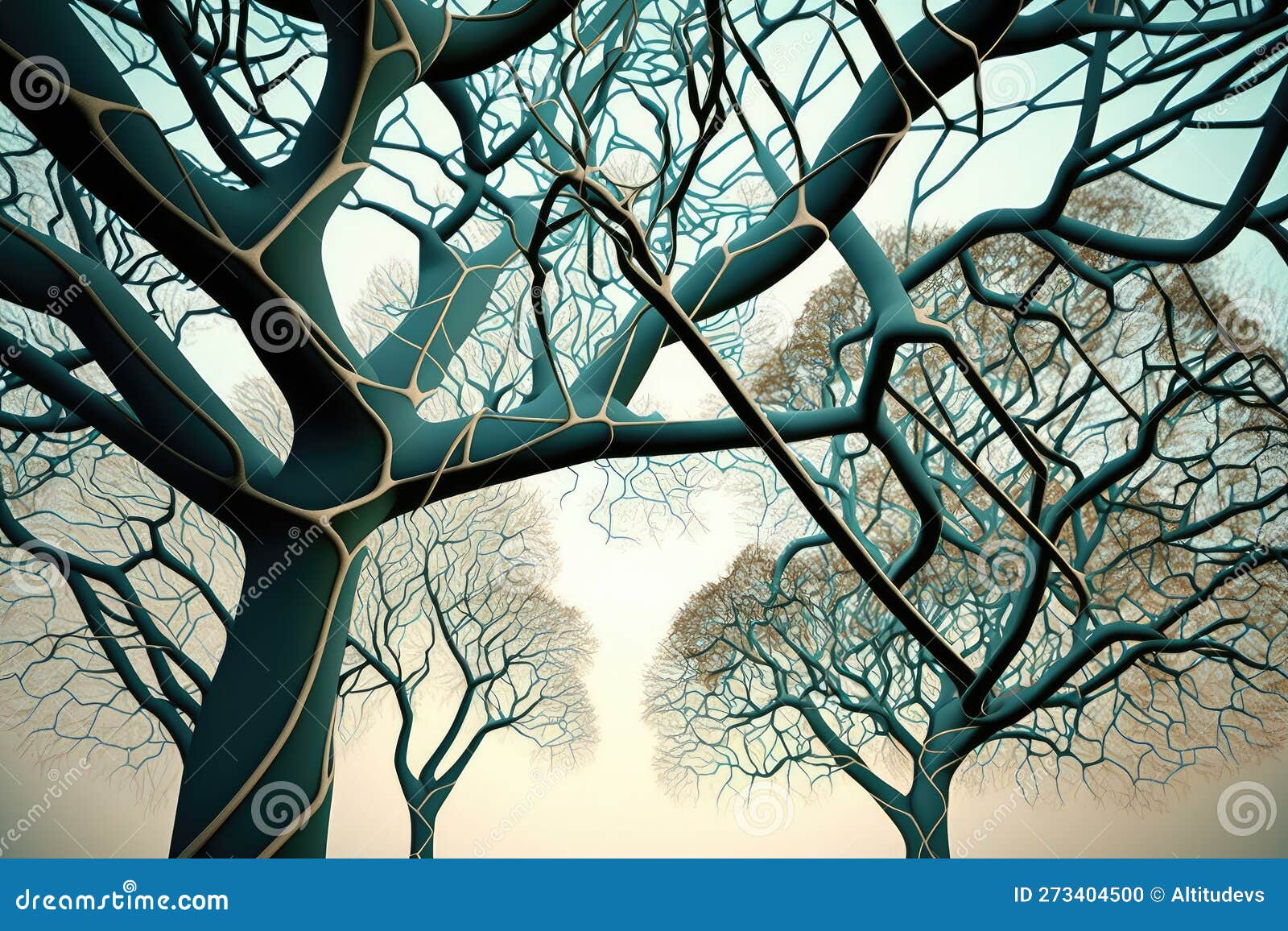 Group of Trees with Intricate Network of Branches and Leaves Stock ...