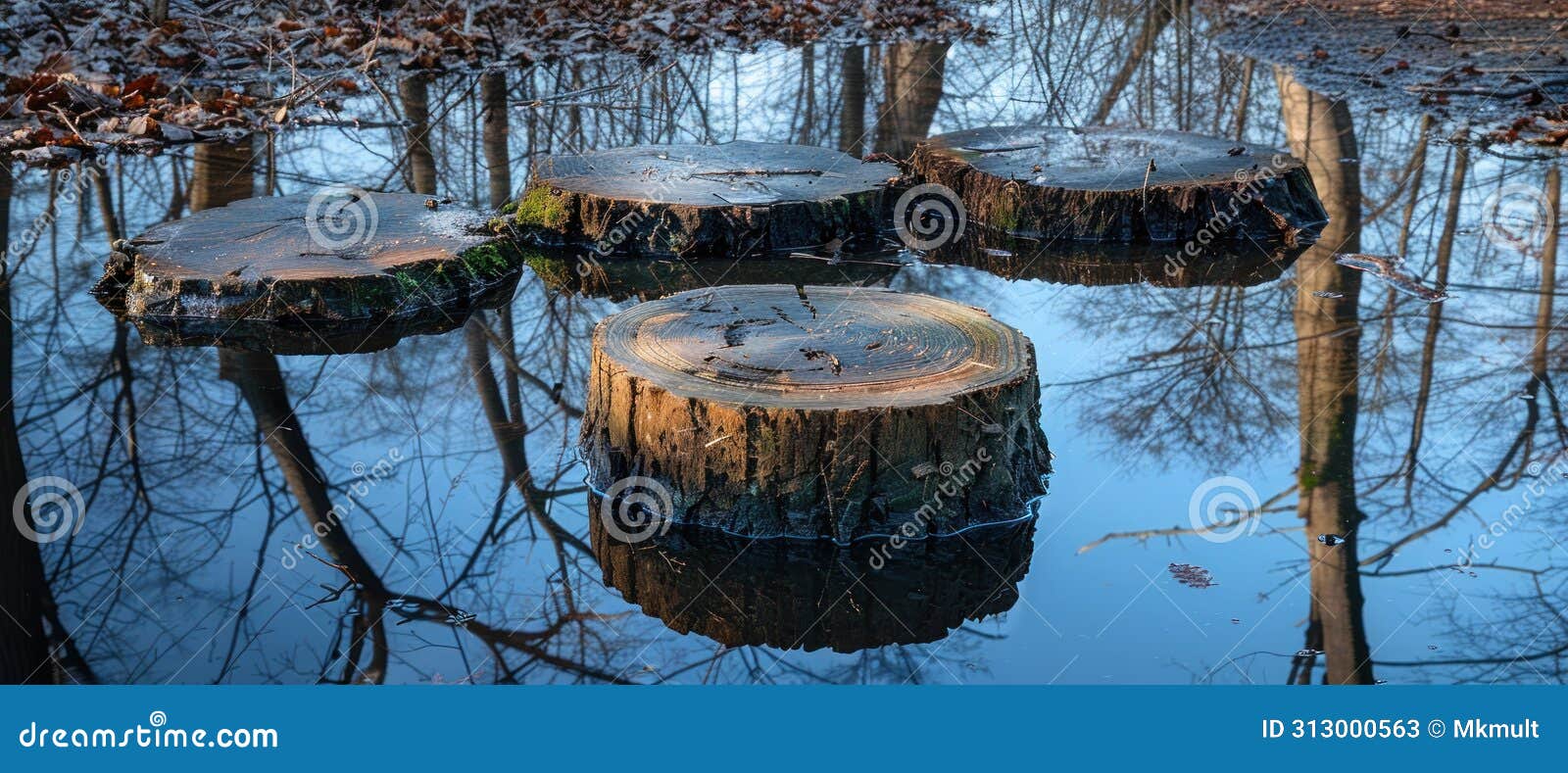 Group of Trees Submerged in Water Stock Image - Image of trees ...