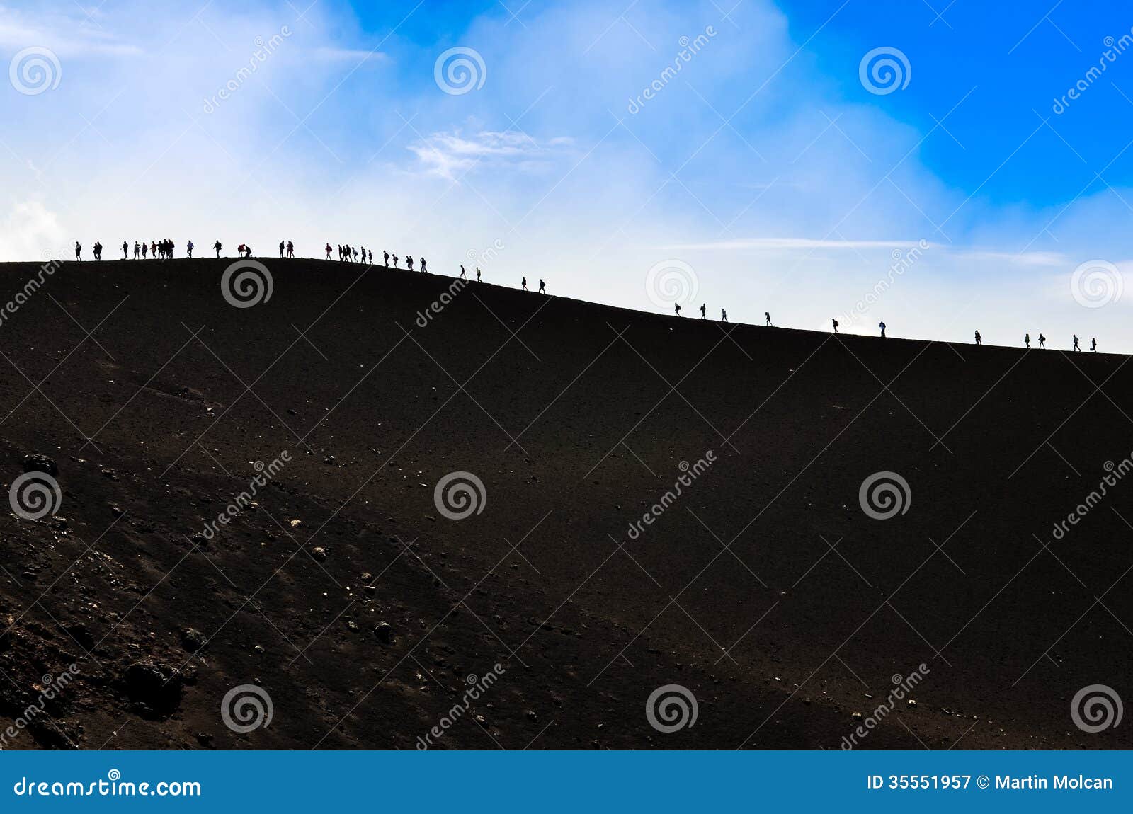 Group of Trekkers Hiking on a Volcano Hill Stock Image - Image of ...
