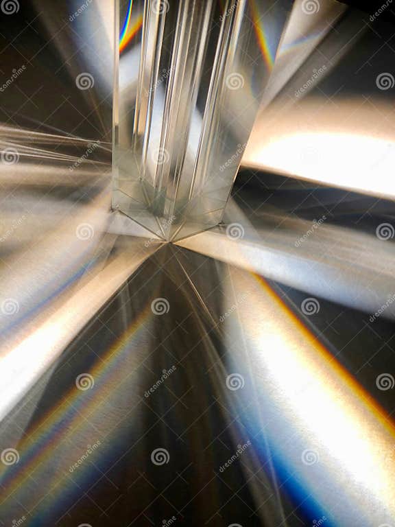 Group of Triangular Glass Prisms Refracts and Reflects the Beam of ...