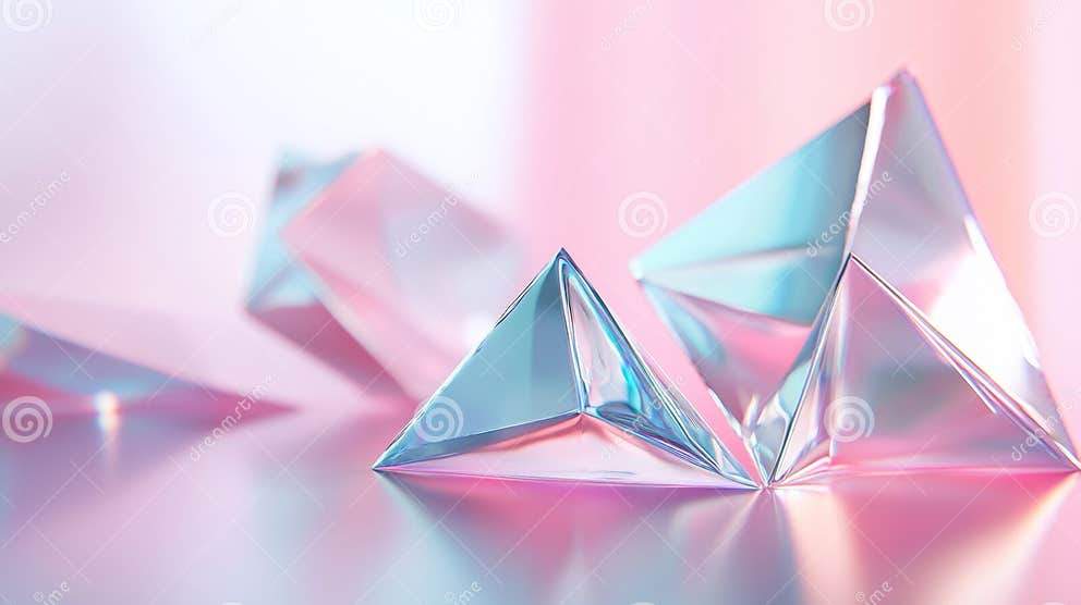 Group of Triangular Prisms are Casting Colorful Reflections on the ...