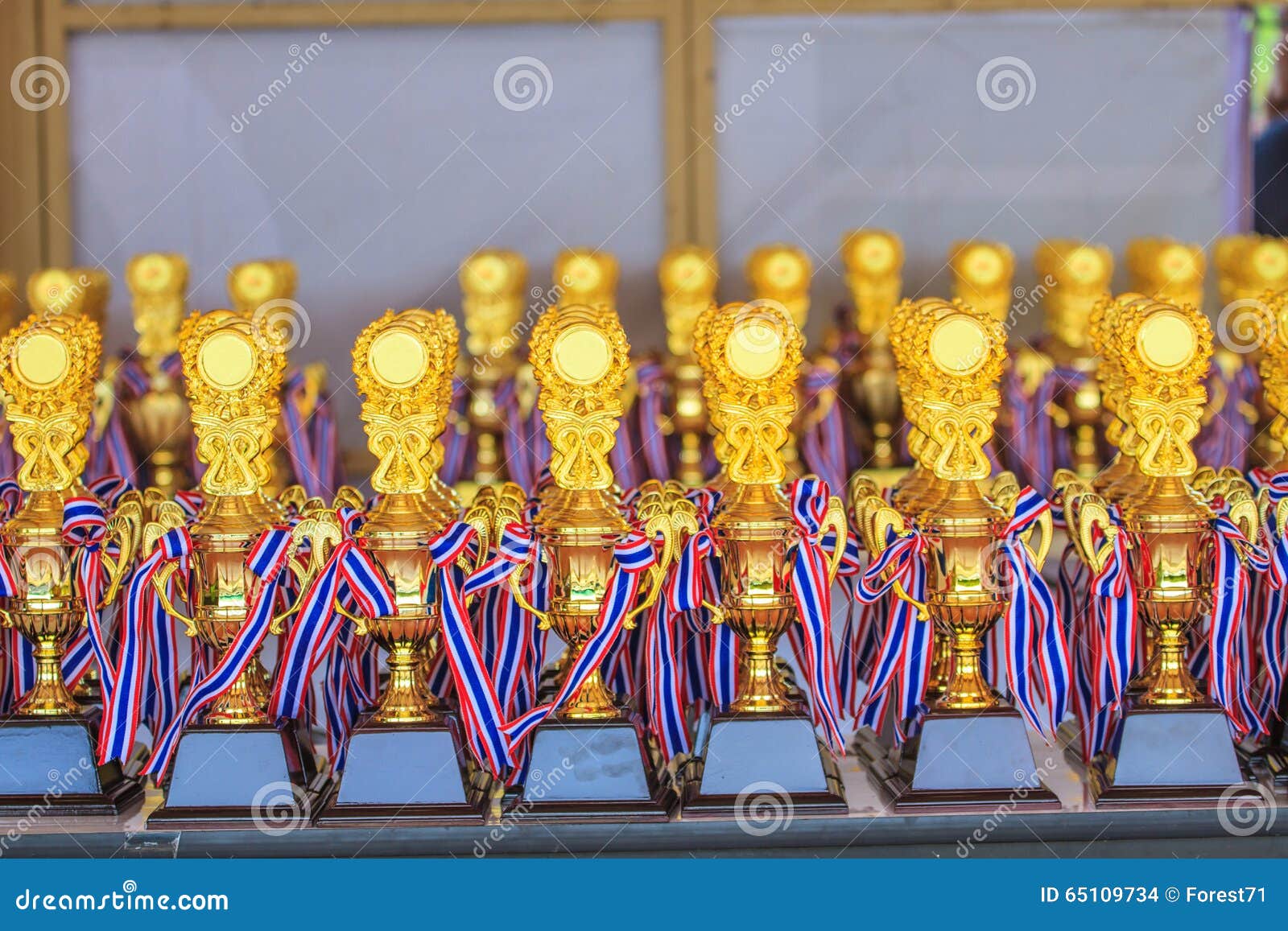 Group of Trophies on the Table Stock Photo - Image of ceremony ...