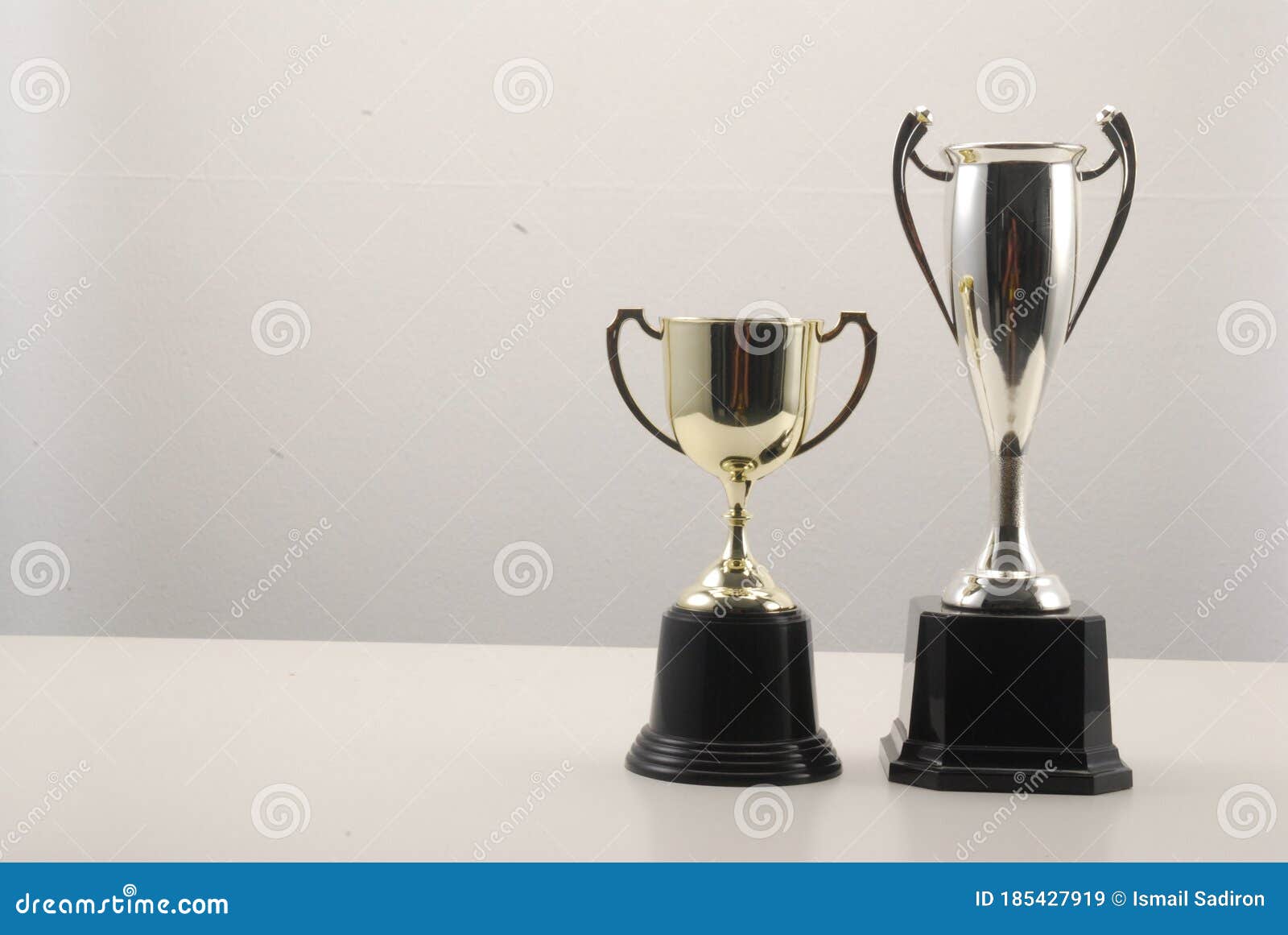 Group of Trophy on the White Table Top Stock Image - Image of ...