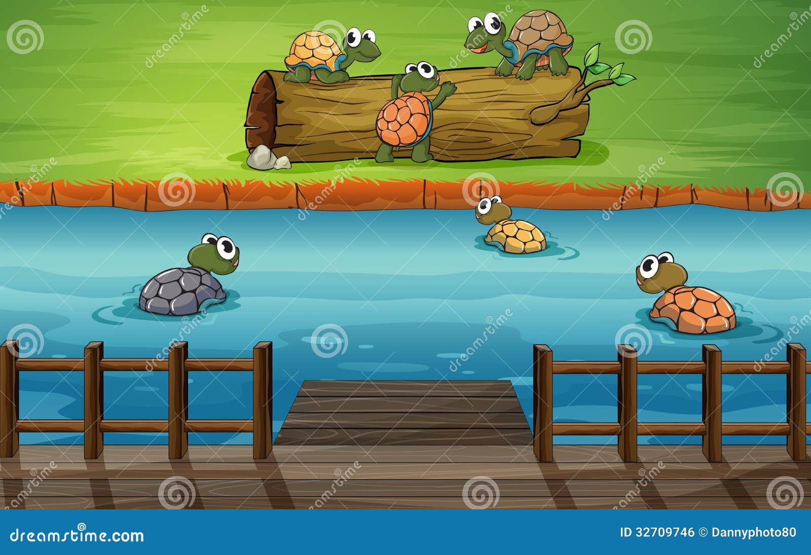 A Group of Turtles at the River Stock Vector - Illustration of group ...