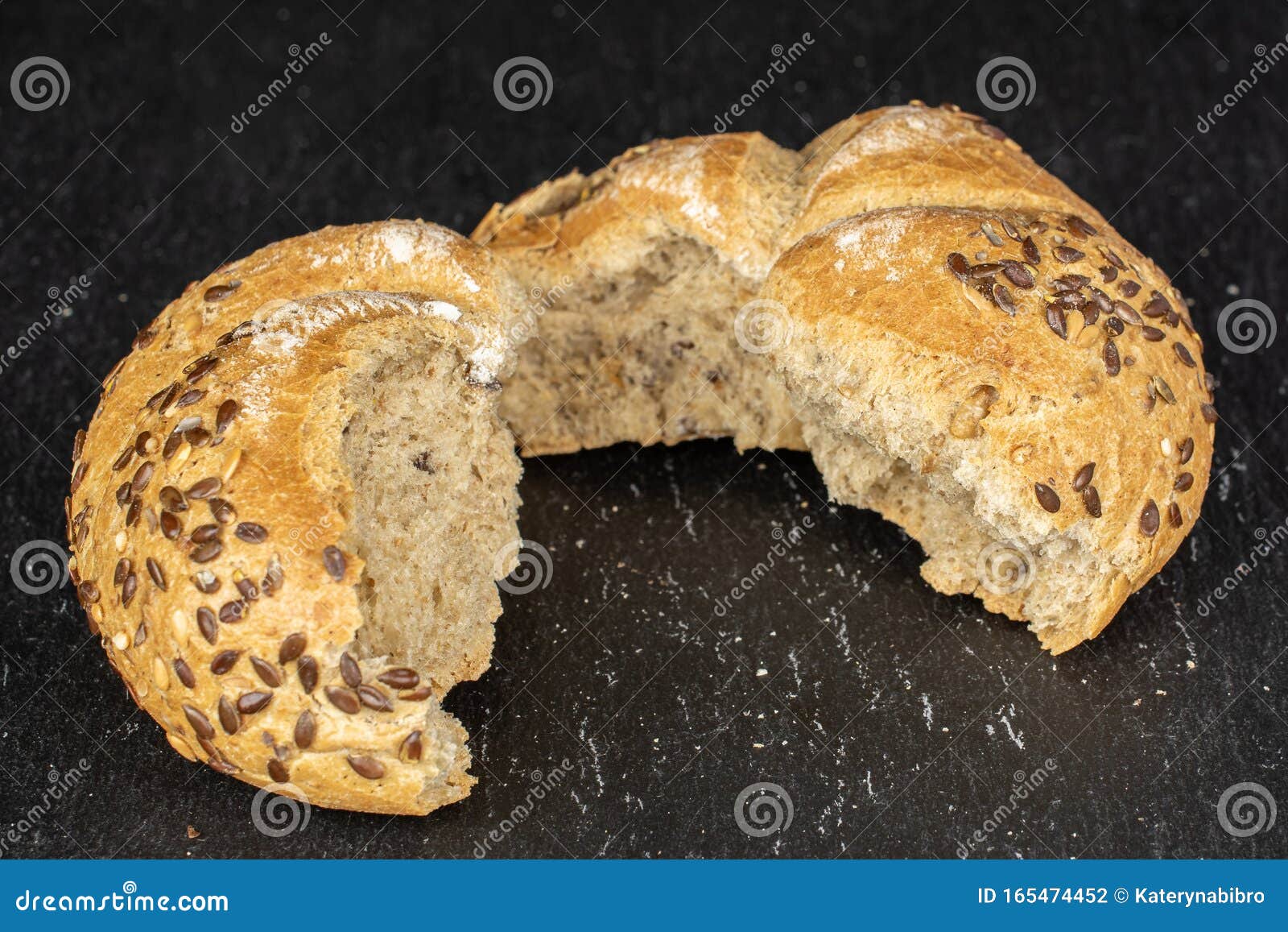 Sesame Kaiser Roll on Grey Stone Stock Photo - Image of hard, pair ...