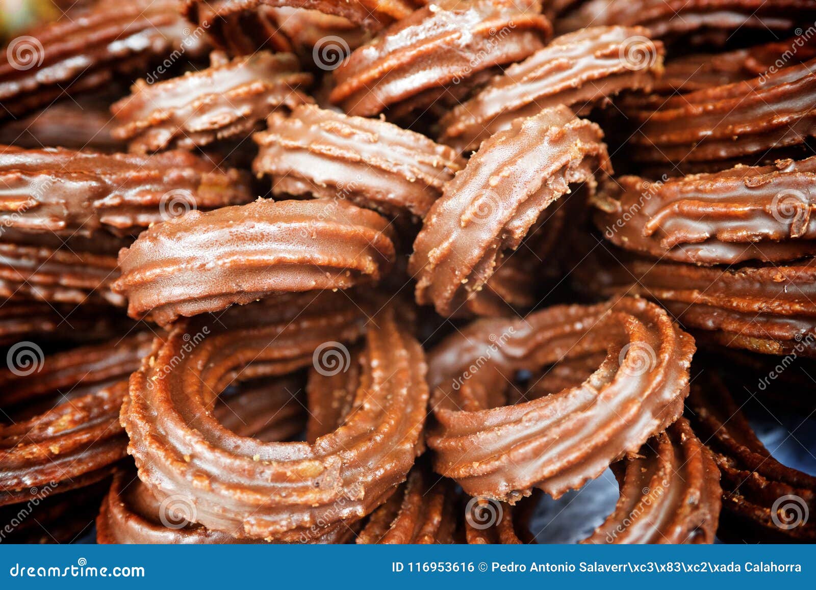 Porras, Thick Churros Typical Of Spain, Dipped In Hot Chocolate Stock ...