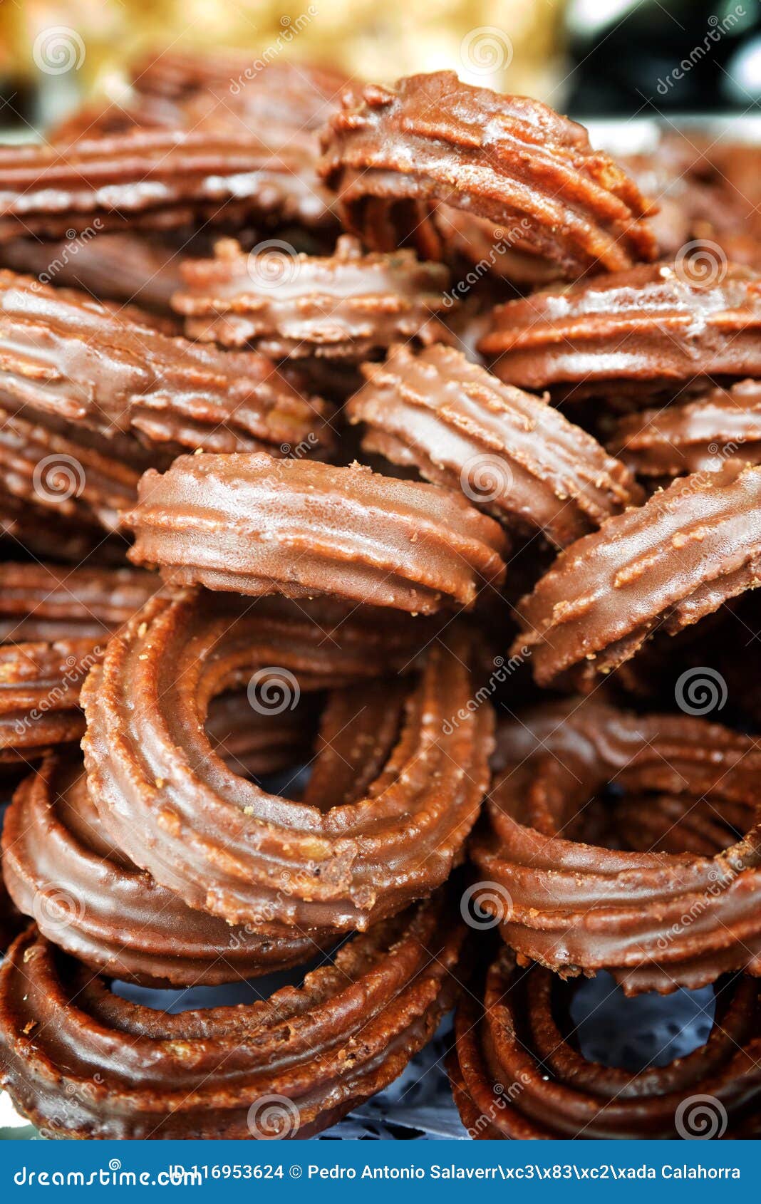 Porras, Thick Churros Typical Of Spain, Dipped In Hot Chocolate Stock ...