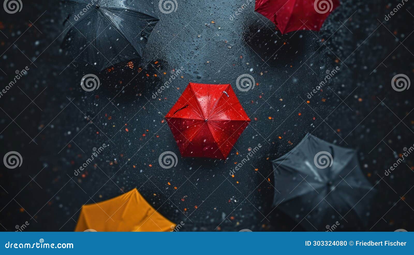 A Group of Umbrellas Sitting on Top of a Wet Ground Stock Photo - Image ...