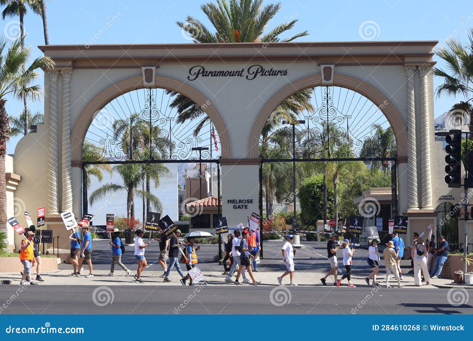 Union Workers Walking the Picket Line Outside of Paramount Studios in ...