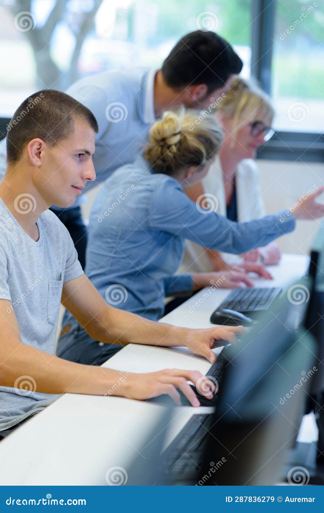 Group University Computer Students Stock Image - Image of lecture ...
