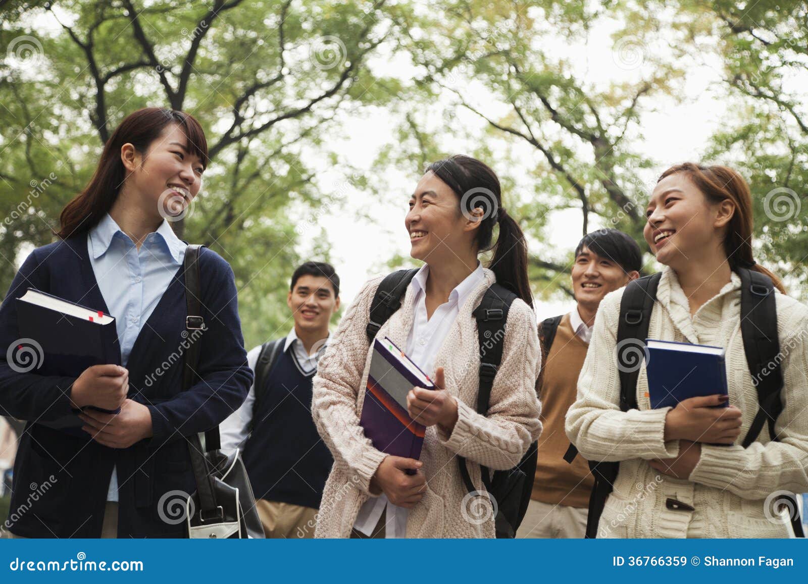Group of University Students on Campus Stock Image - Image of five ...