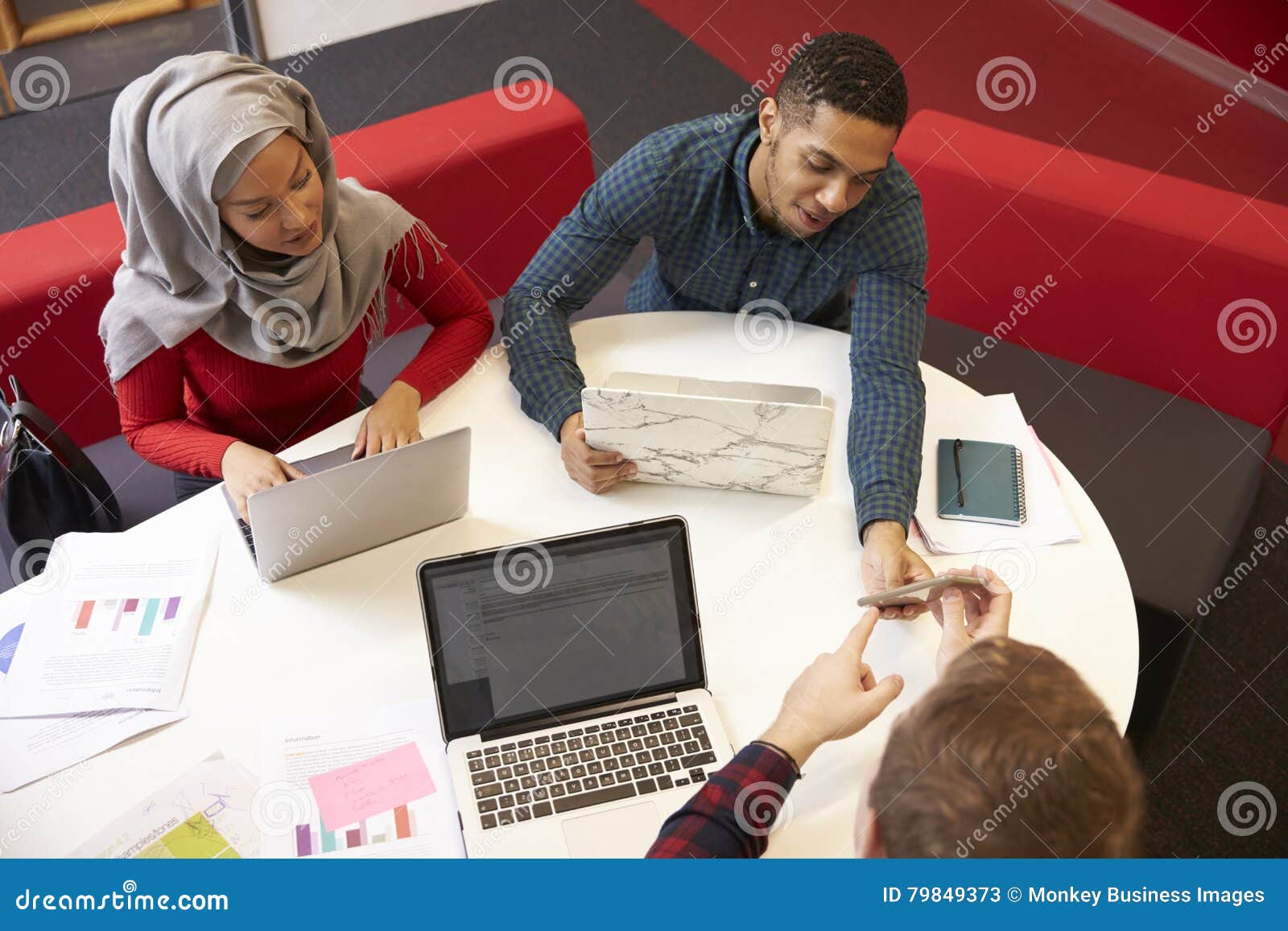 Group of University Students Collaborating on Project Stock Image ...