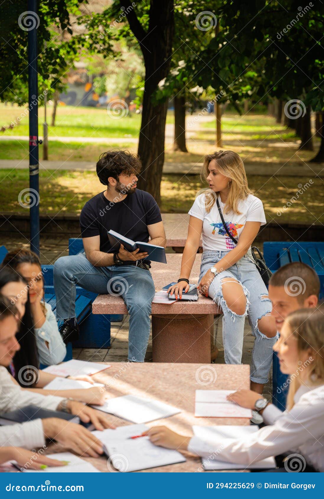 A Group of University Students Engages in a Lively Academic Debate ...